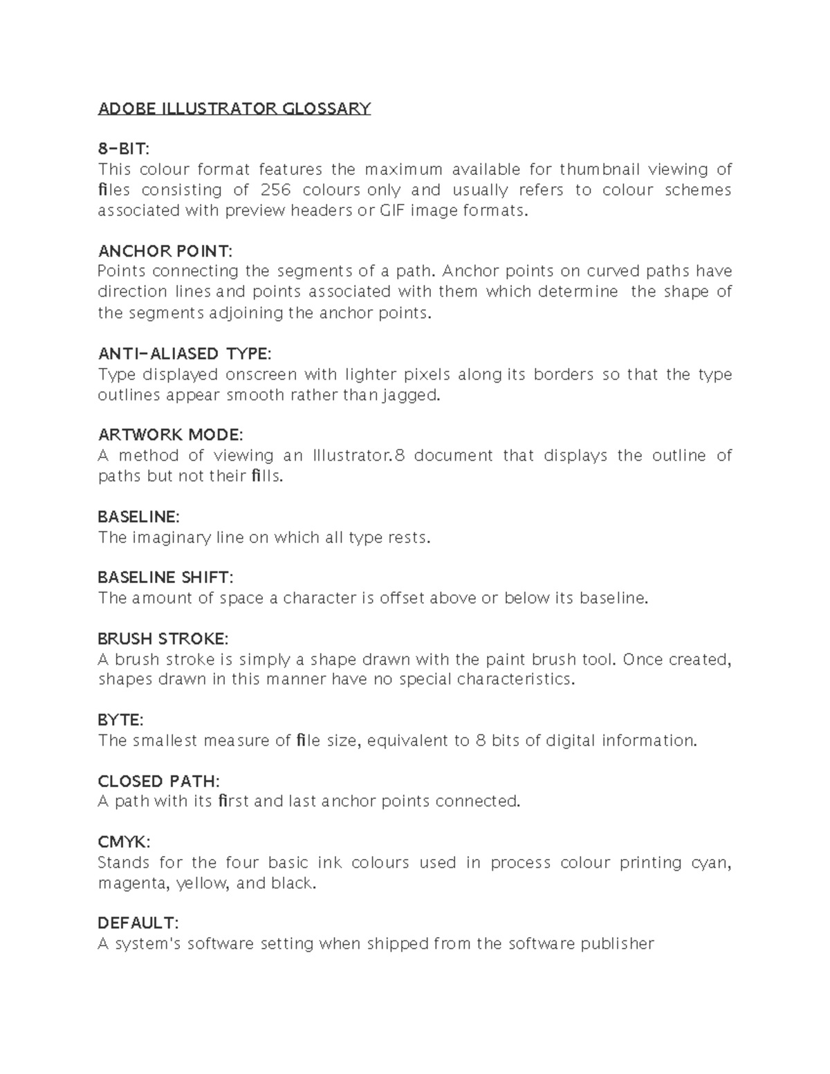 Illustrator-glossary - ADOBE ILLUSTRATOR GLOSSARY 8-BIT: This colour ...