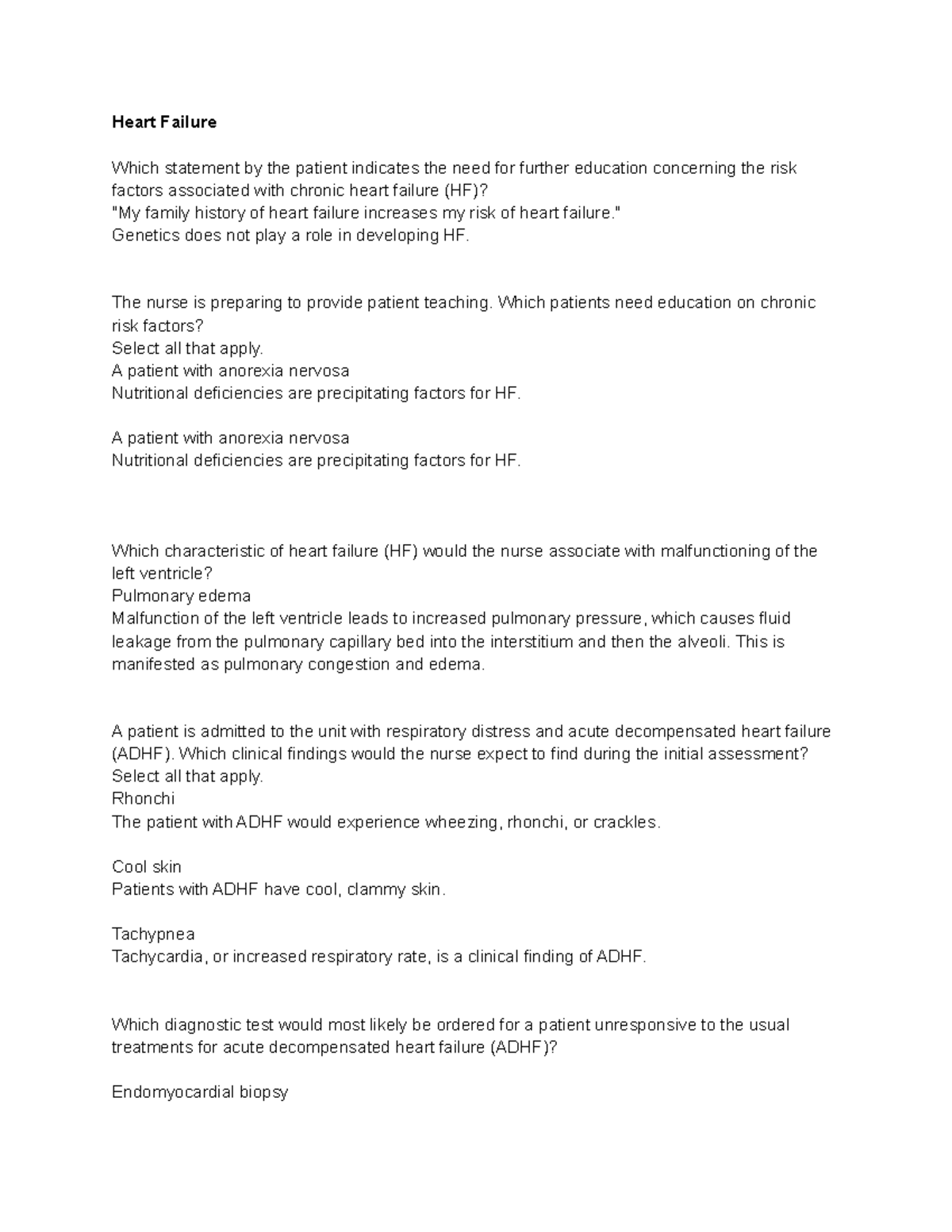 Heart Failure - Nursing Notes from Ignatavicius Med-Surg Book - Heart ...