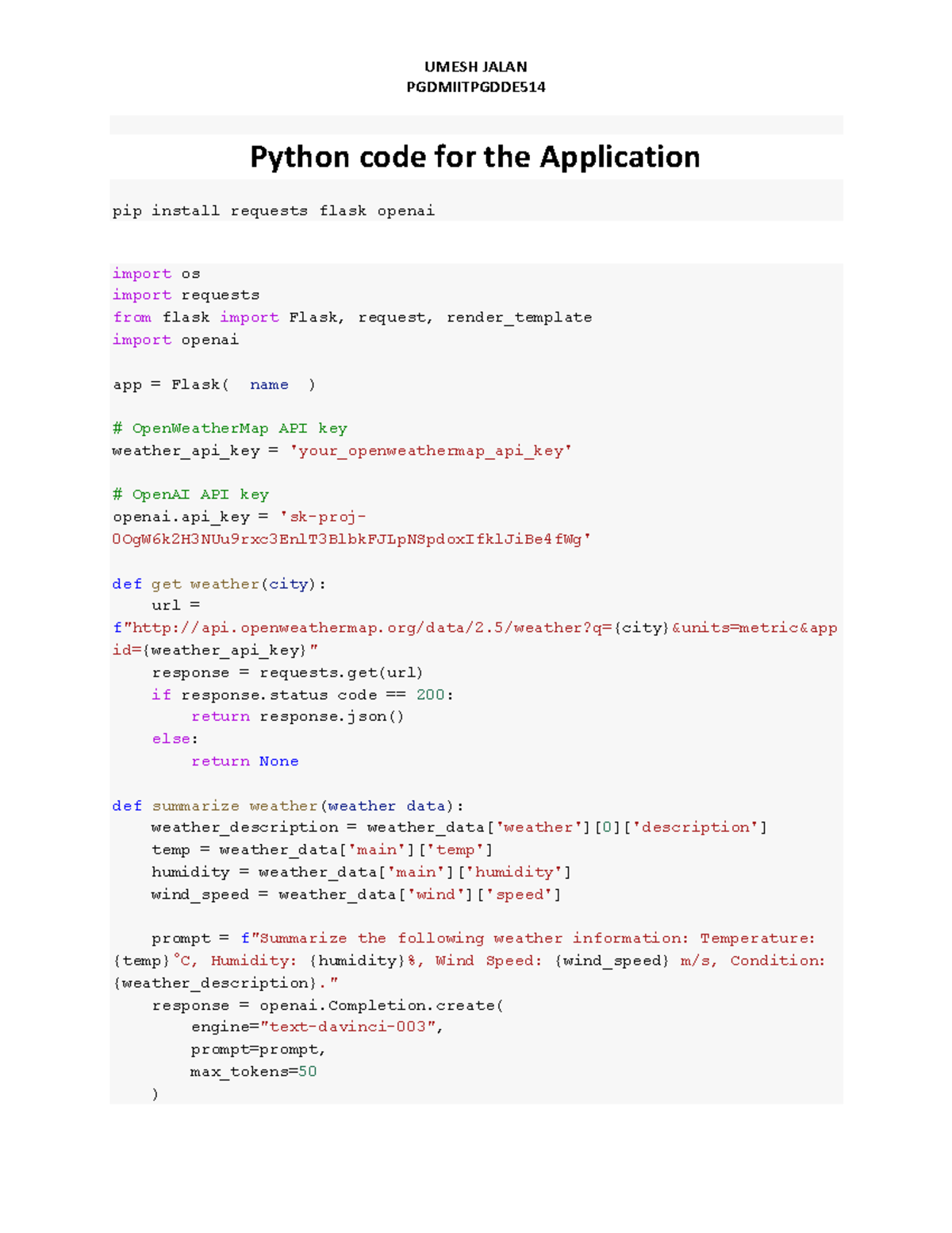 Assignment - good - PGDMIITPGDDE Python code for the Application pip install requests flask ...