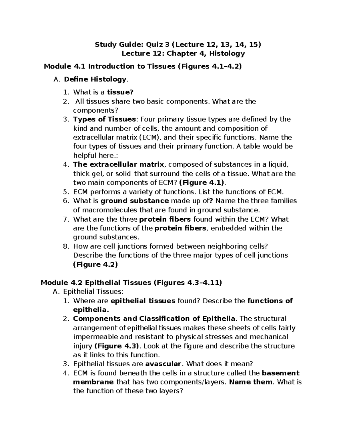 Quiz 3 Study Guide Lectures 12-15 - Study Guide: Quiz 3 (Lecture 12, 13 ...