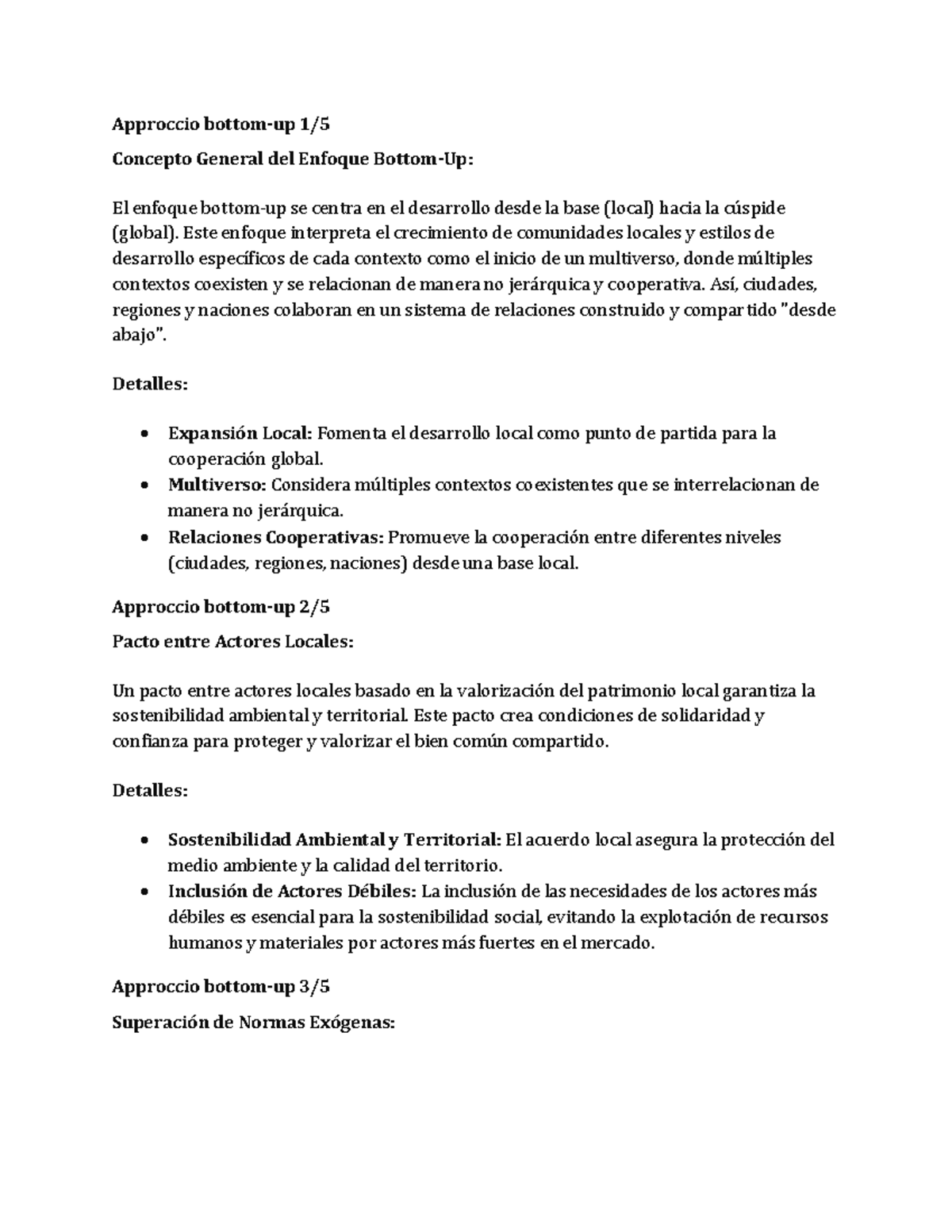 Sociologia del terrritorio explicado - Approccio bottom-up 1/ Concepto ...