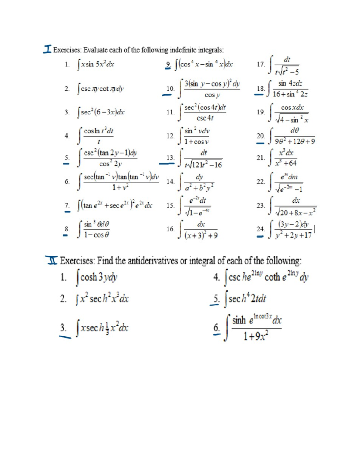 Exercises TF, ITF, HF - Science, Technology, Engineering, and ...