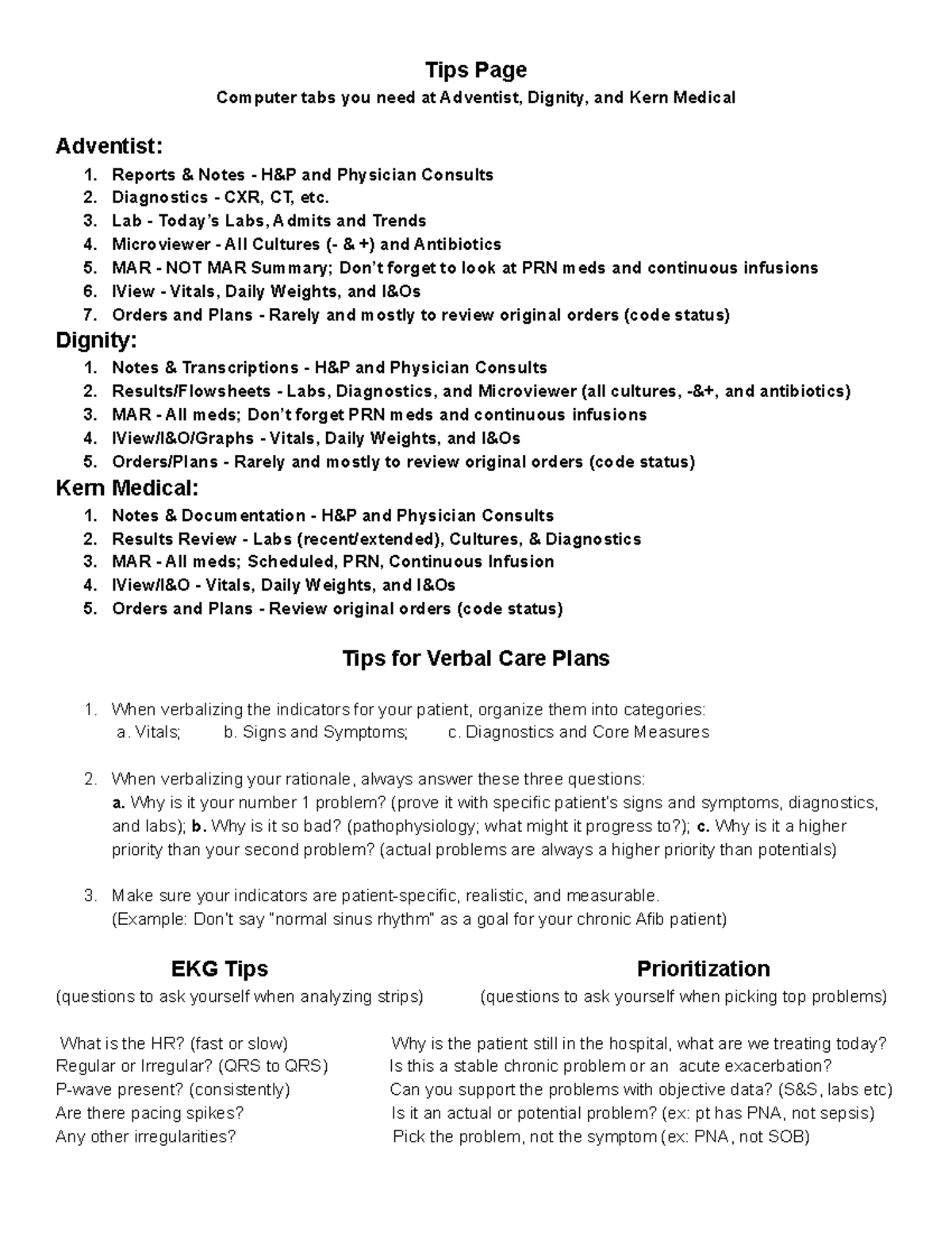 Clinical TIPS PAGE - tips - Tips Page Computer tabs you need at ...