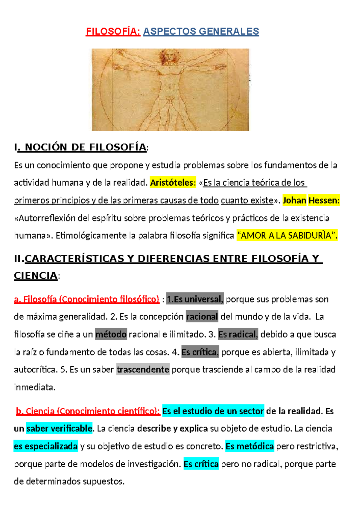 FILOSOFÍA: ASPECTOS GENERALES - NOCIÓN DE FILOSOFÍA: Es un conocimiento ...
