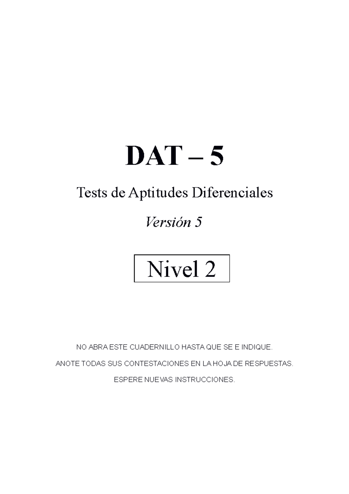 DAT 5 Nivel 2 - Test de aptitudes y habilidades - DAT – 5 Tests de ...