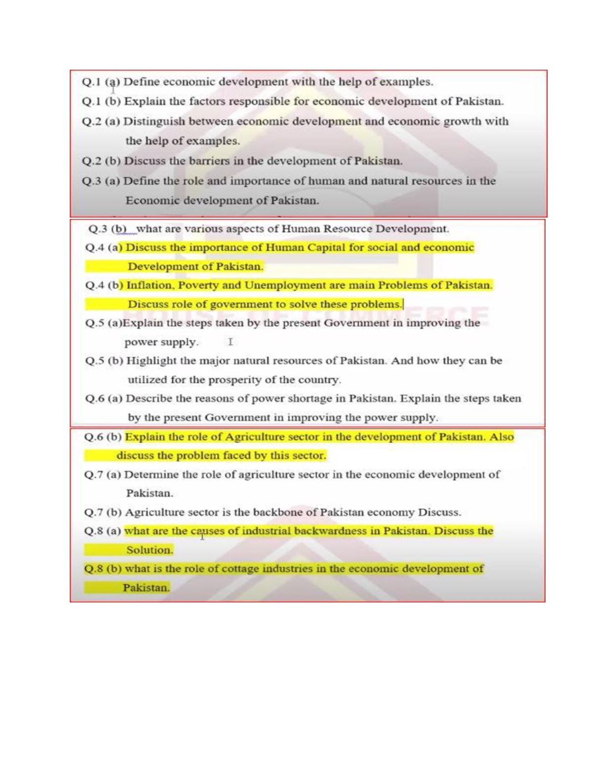 Econo - Q (a) Define economic development with the help of examples. Q ...