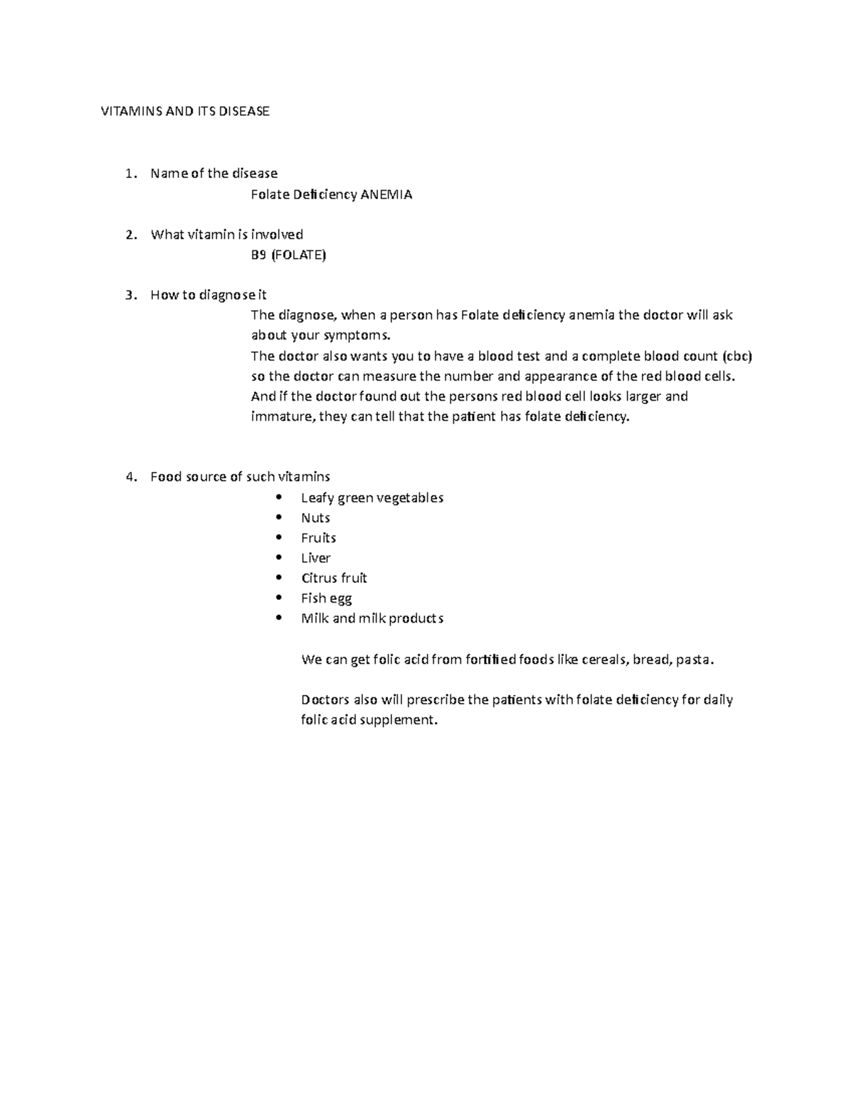 Vitamins AND ITS Disease - VITAMINS AND ITS DISEASE Name of the disease ...