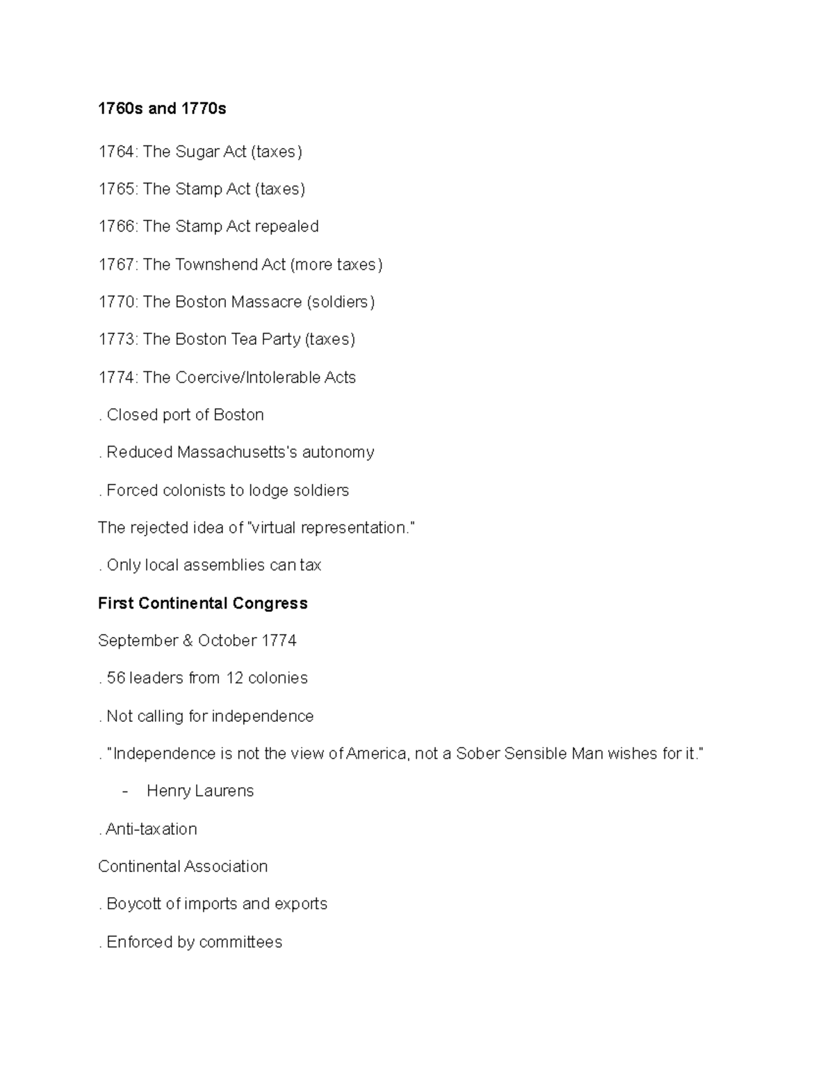The American Revolution - 1760s and 1770s 1764: The Sugar Act (taxes ...
