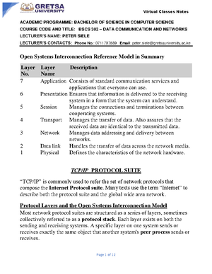 BSCS 302 - Lect Notes 4 - Protocols AND Standards - Virtual Classes ...