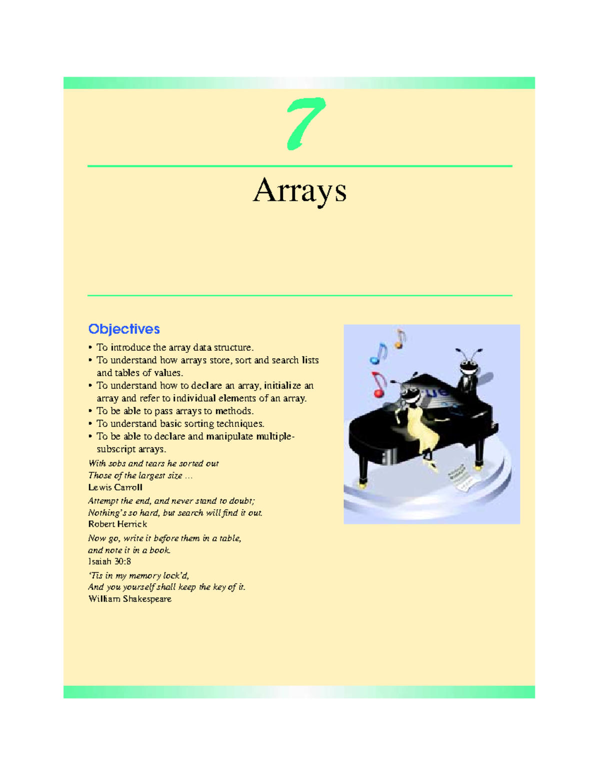10 csphtp 1 07pdf - More books - 7 Arrays Objectives To introduce the ...