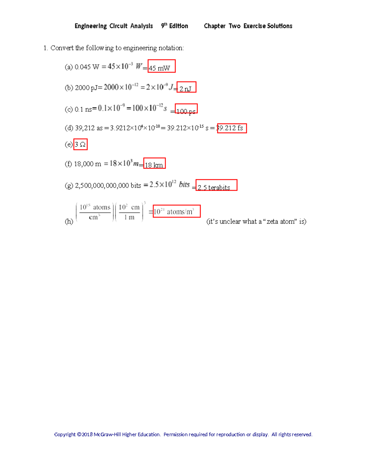 Solutions Ch 02 - 222 - 1. Convert the following to engineering notation: (a) 0 W = 45 mW (b ...