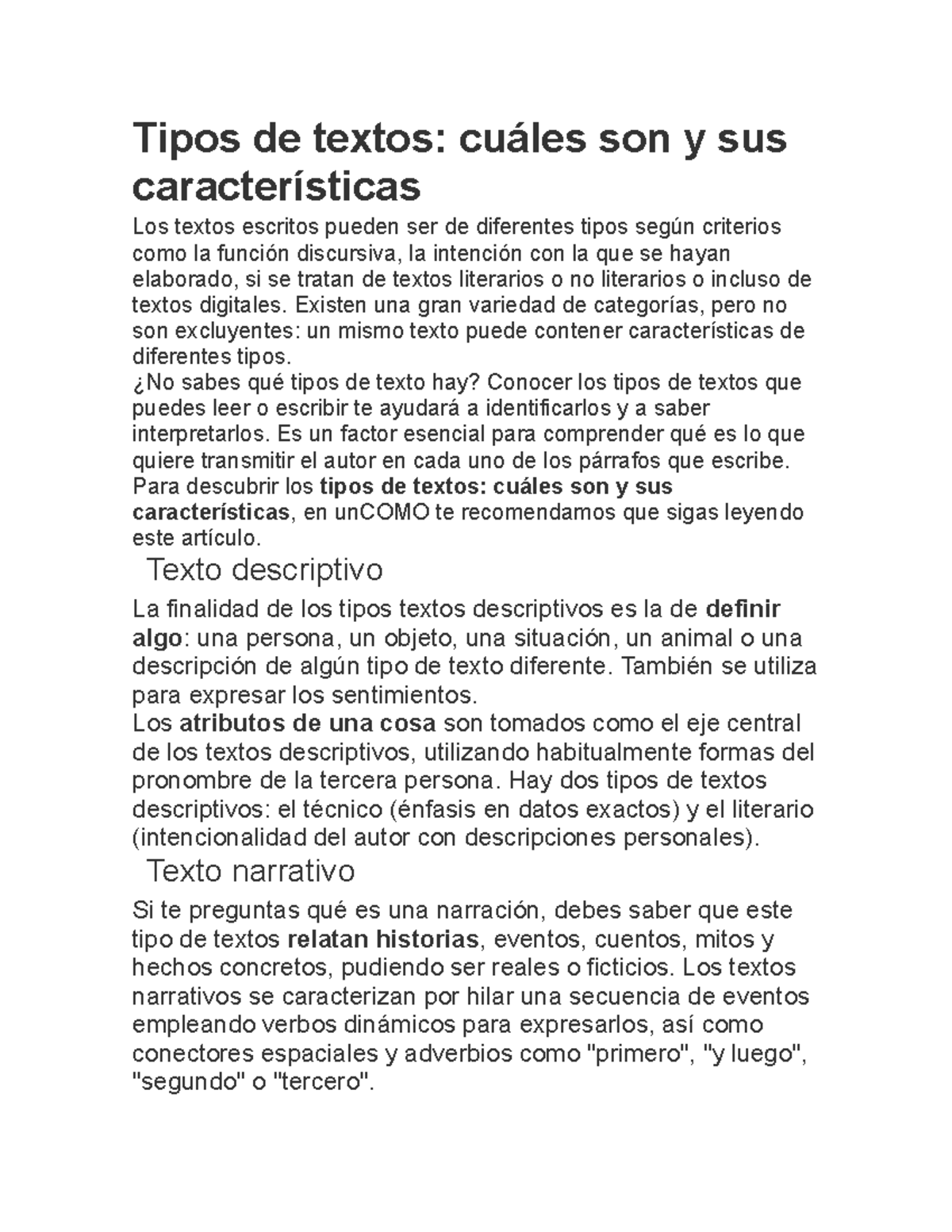 Tipos de textos - Super excelente - Tipos de textos: cuáles son y sus características Los textos ...