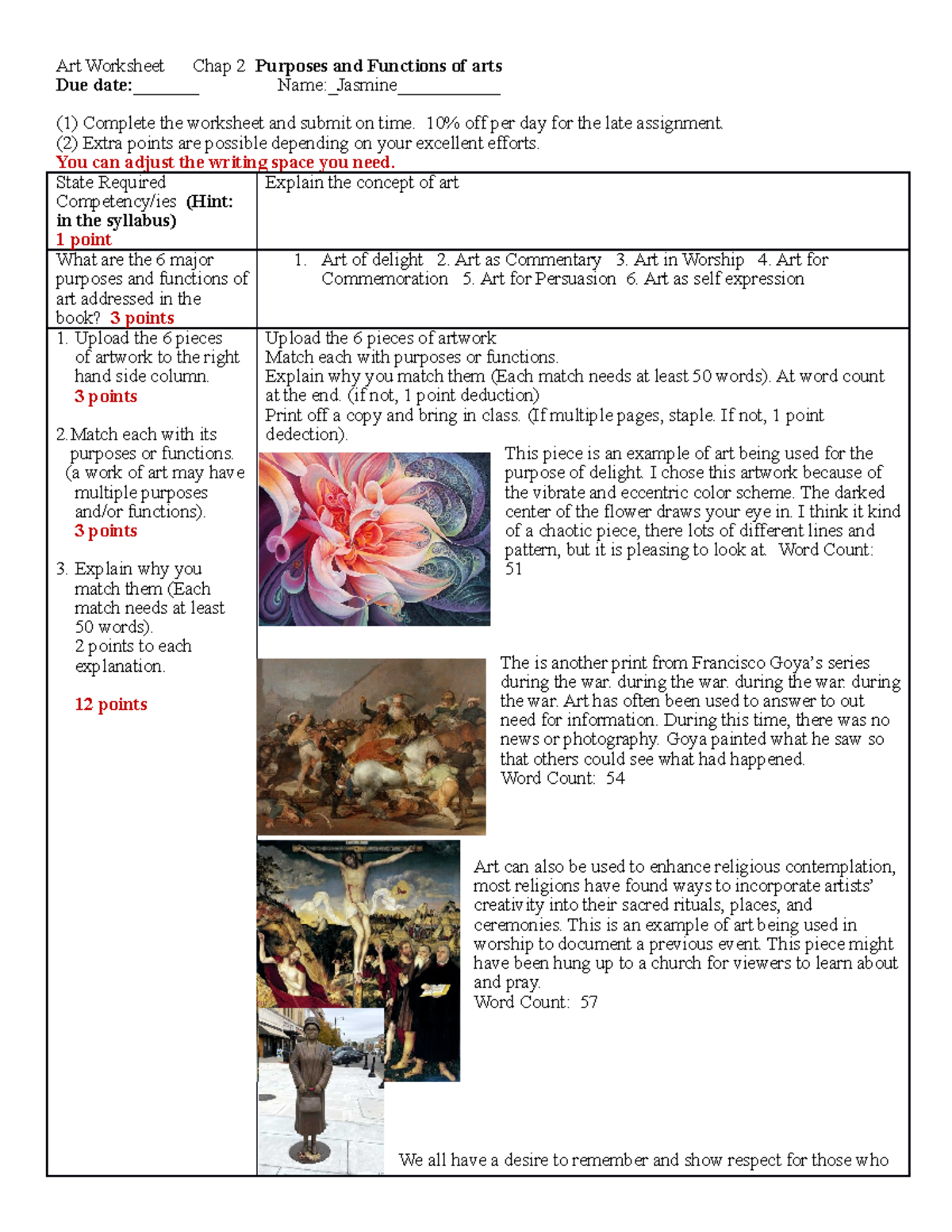 Art chap 2 Purposes and Functions of art worksheet - Art Worksheet Chap ...