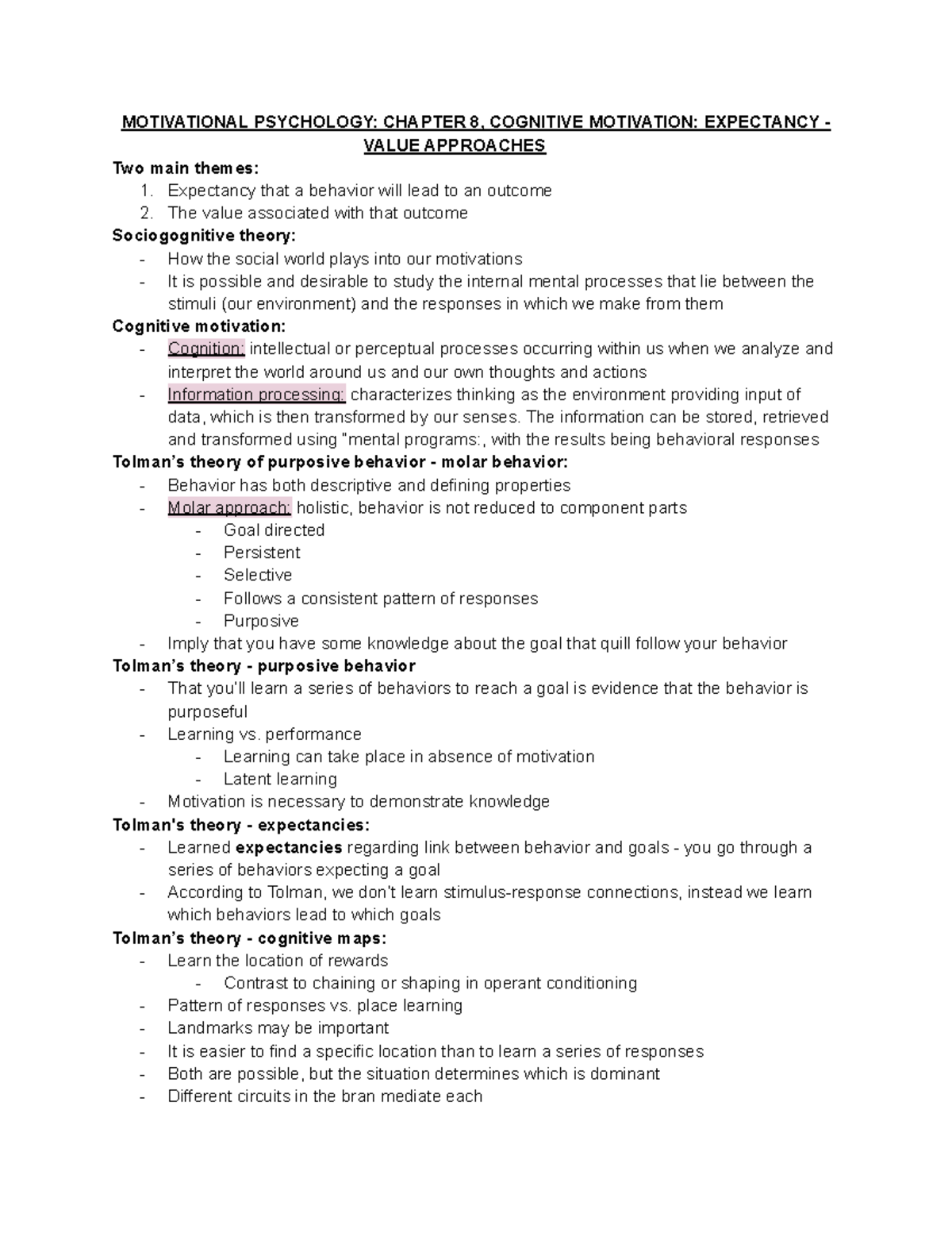 Psych 320 ch. 8 - These are lecture notes referring to Chapter 8 of the ...