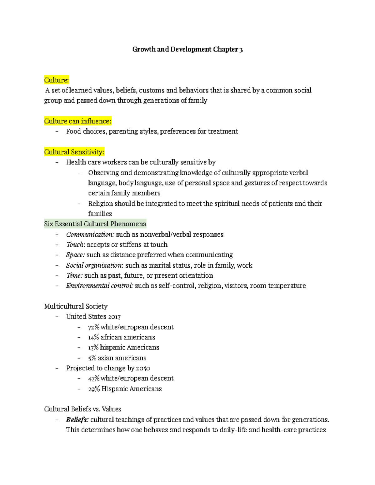 Growth and Development Chapter 3 - Values - Beliefs: cultural teachings ...