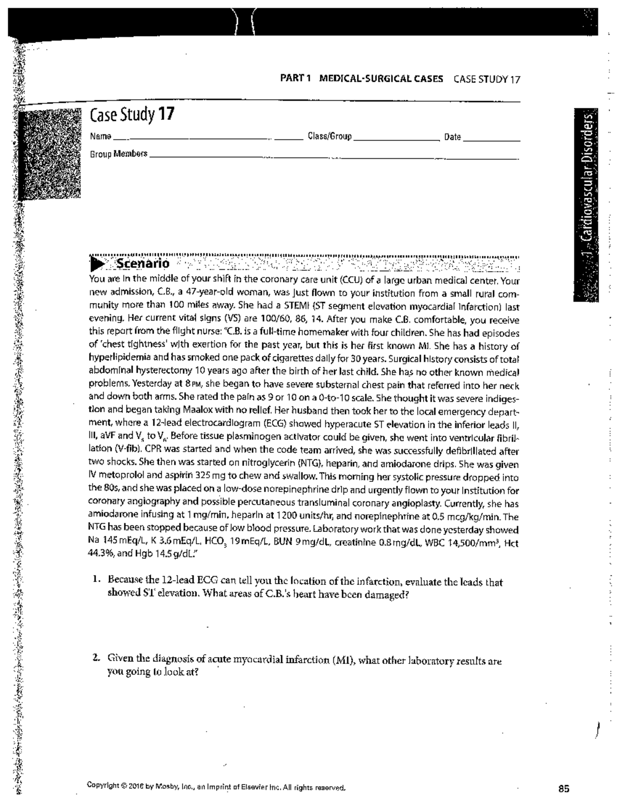Case study 17 cardiac - NUR 283 - Studocu