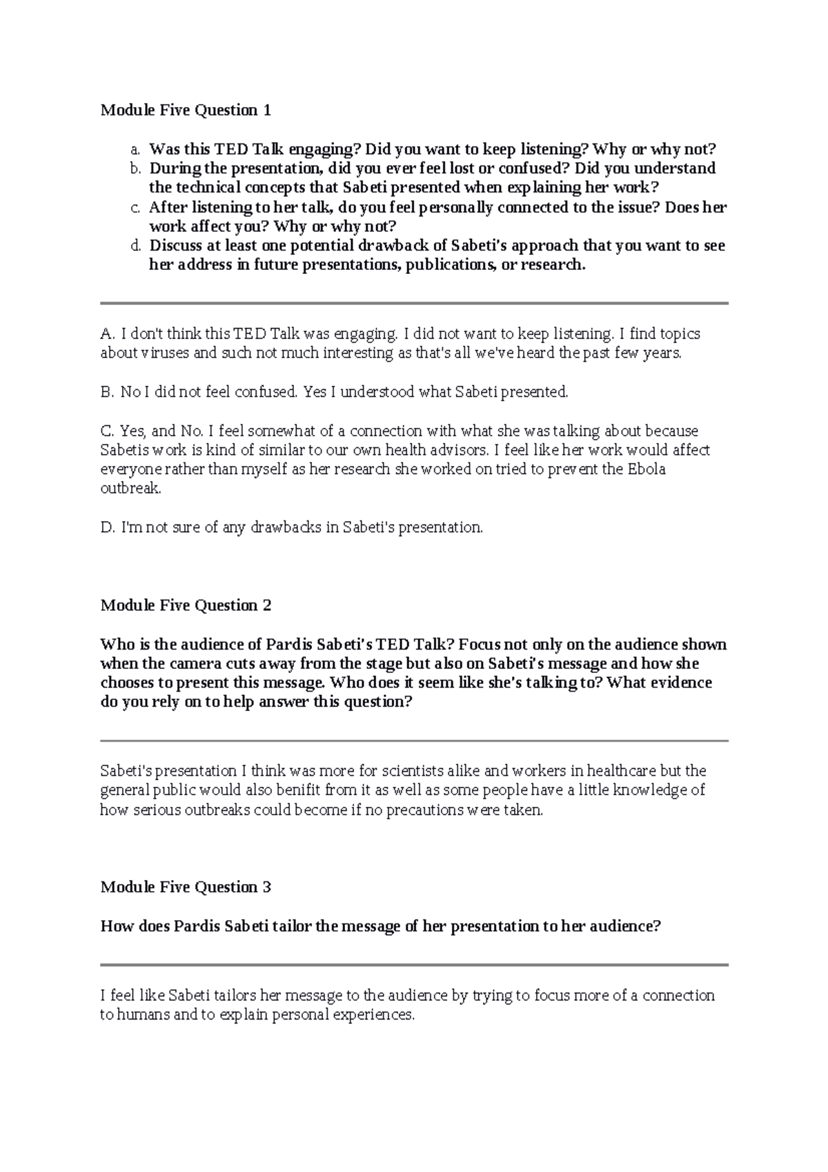5-3 Module Five Short Responses - Module Five Question 1 a. Was this ...