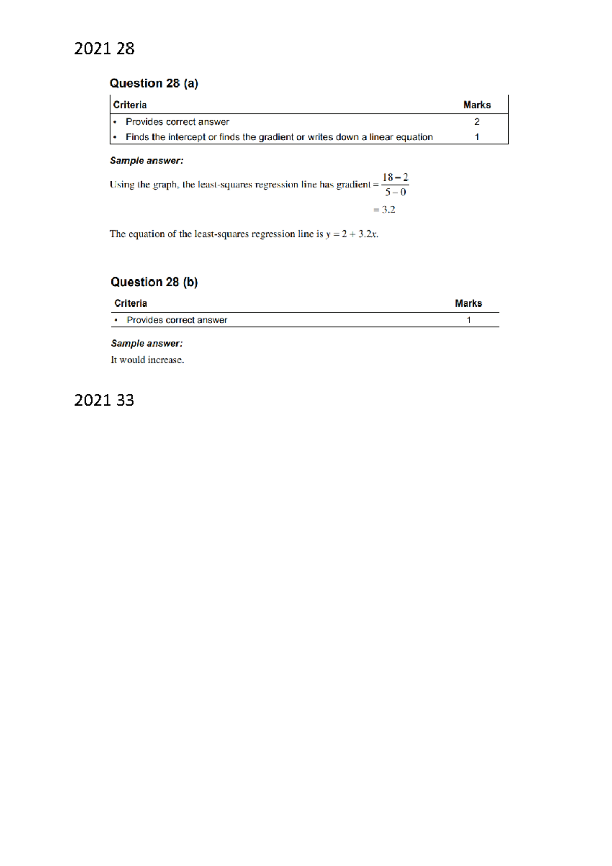 2022 HSC Questions Bivariate DATA Analysis Solutions - Question 29di ...