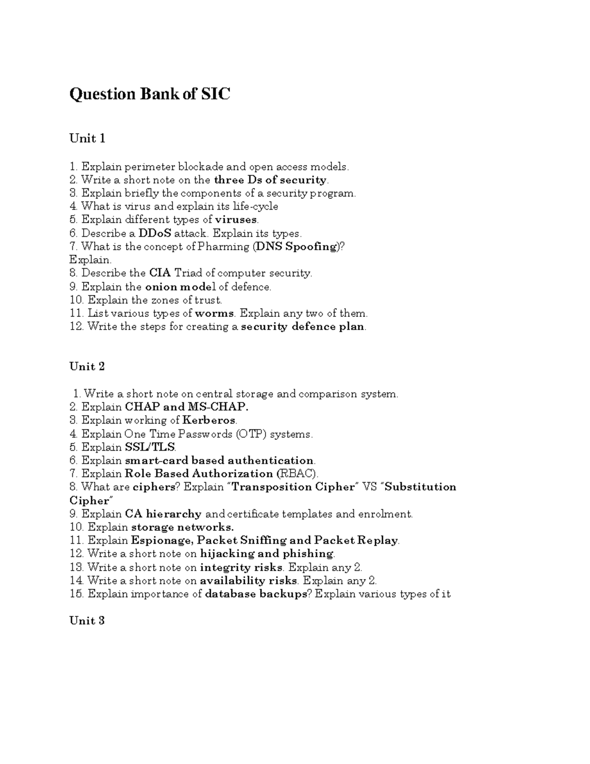Question Bank of SIC - Question Bank of SIC Unit 1 Explain perimeter ...