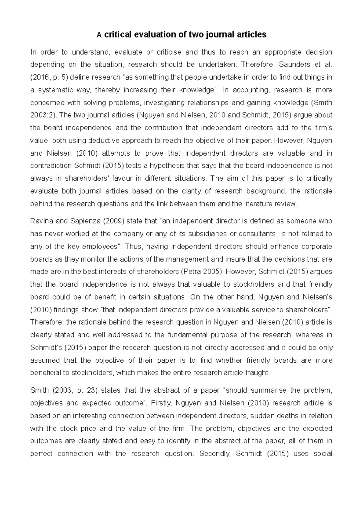 Research+methods+1 - Critical evaluation of two journal articles - A ...