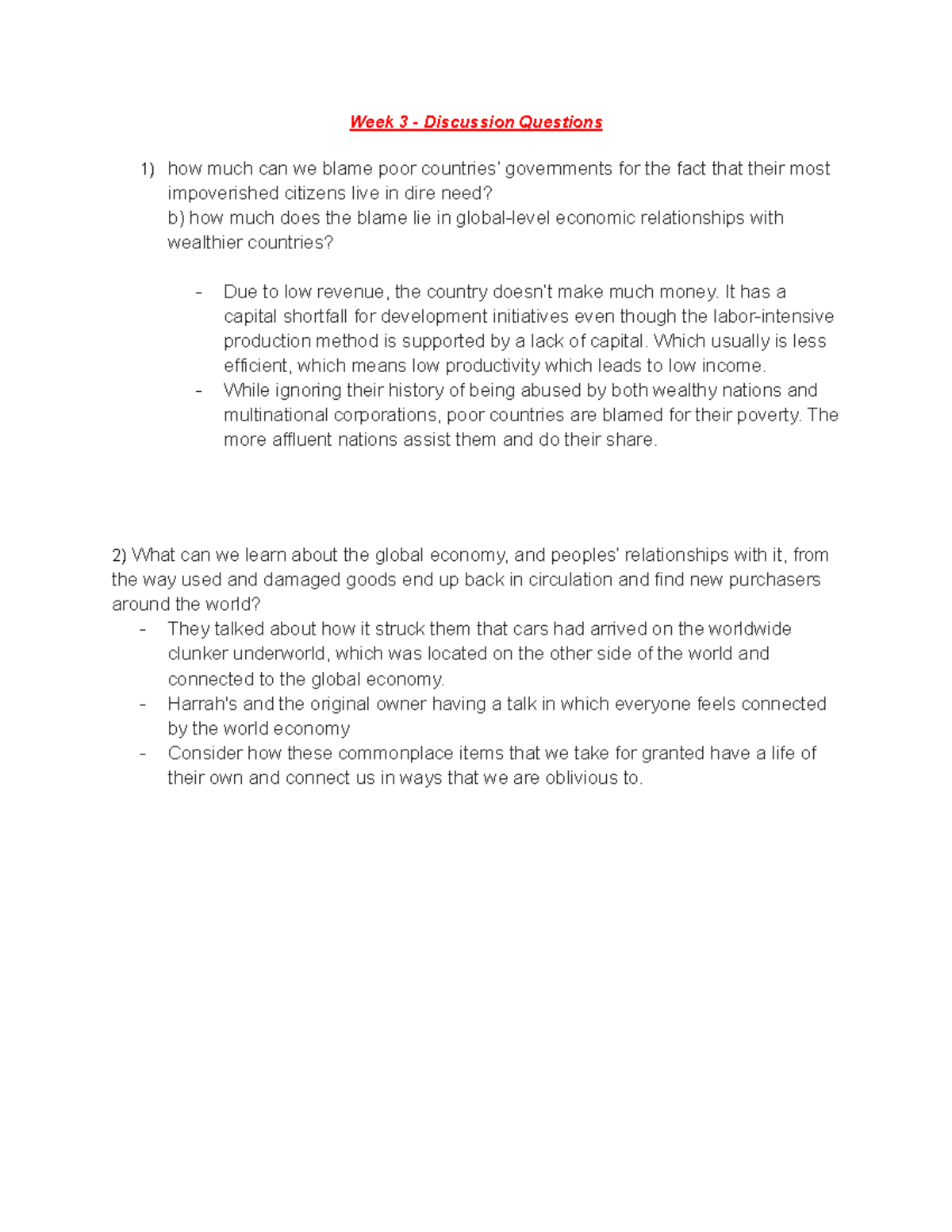 Week 3 - Discussion Questions - Week 3 - Discussion Questions how much can we blame poor ...
