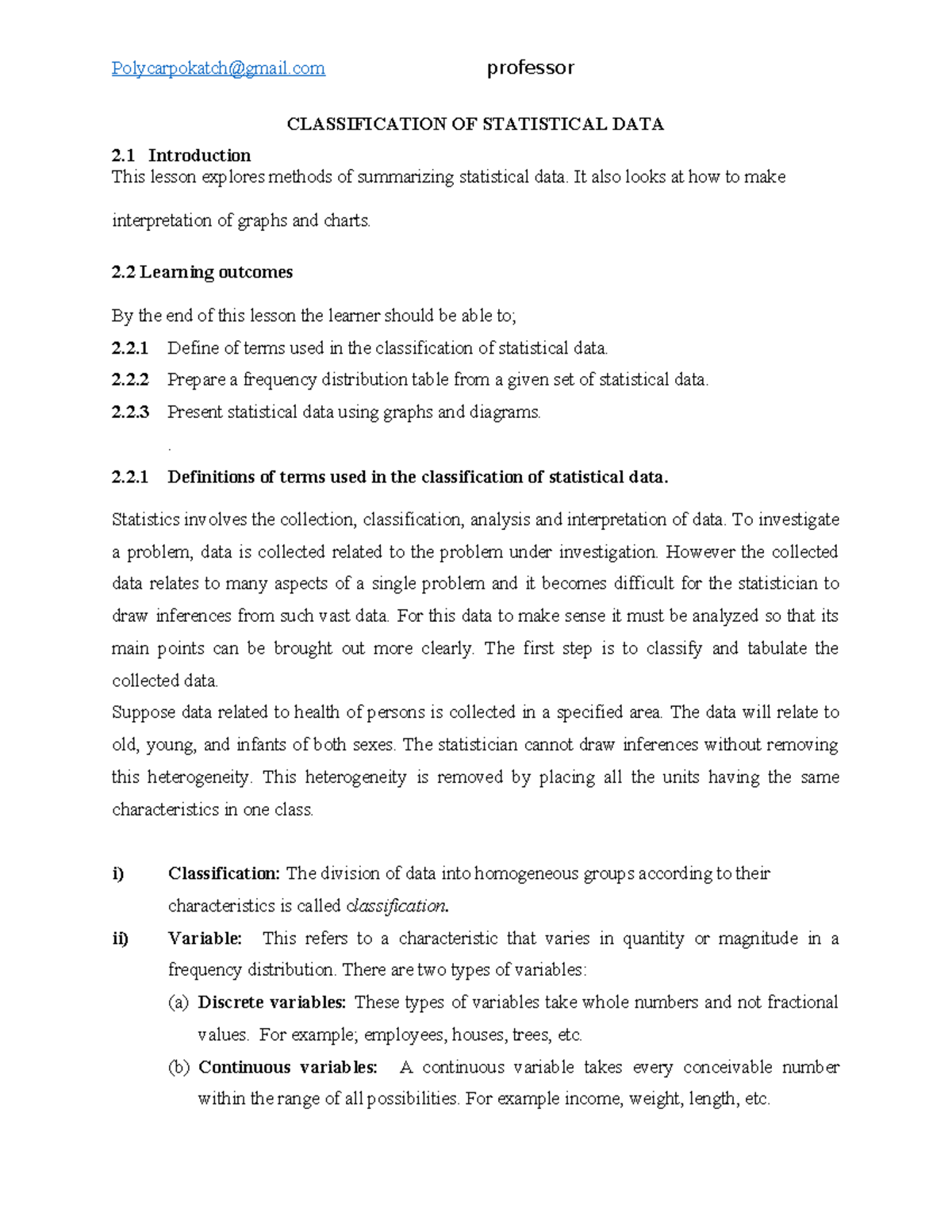 SST101- Lecture 2 - Summary Make It Bigger - CLASSIFICATION OF ...