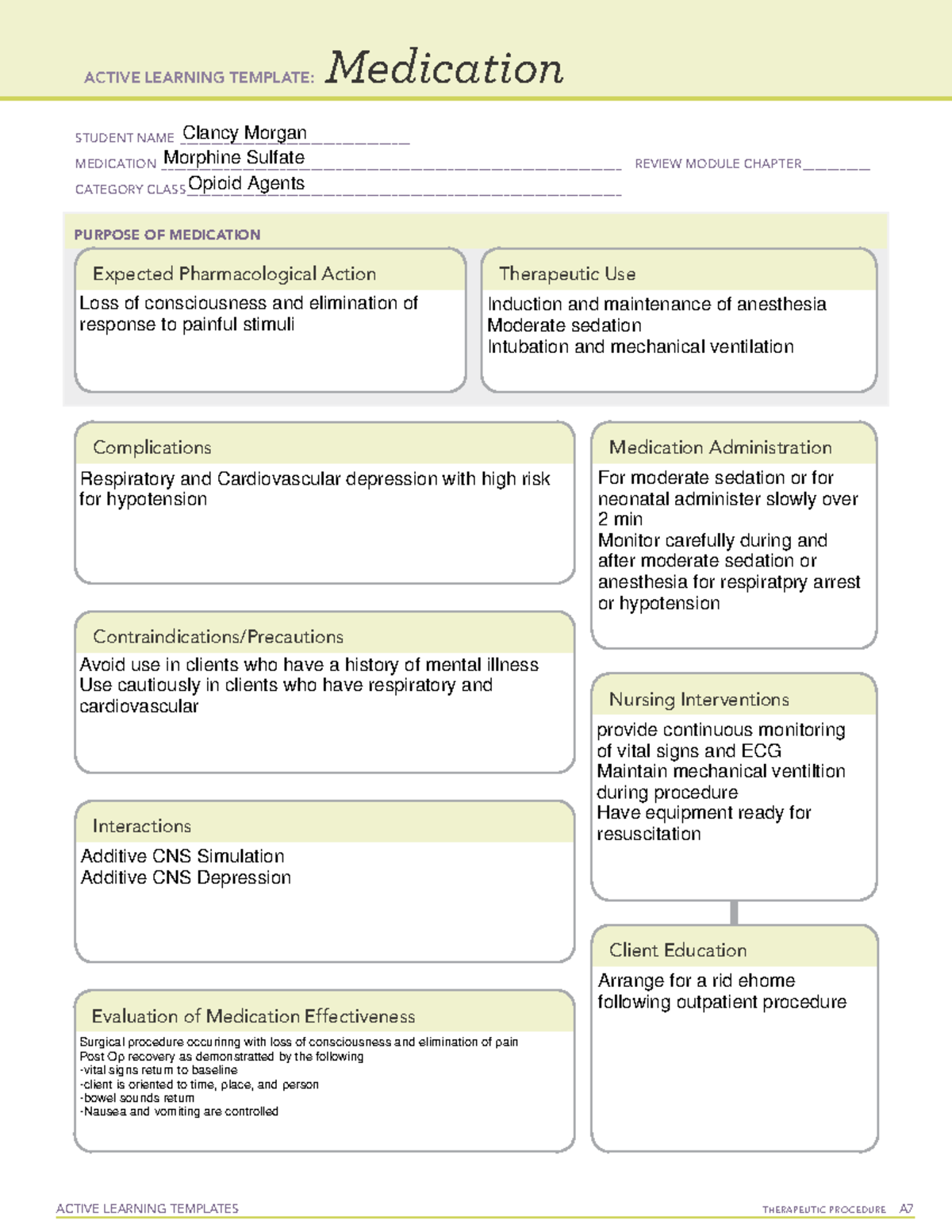 ALT Morphine - ALT - ACTIVE LEARNING TEMPLATES THERAPEUTIC PROCEDURE A ...
