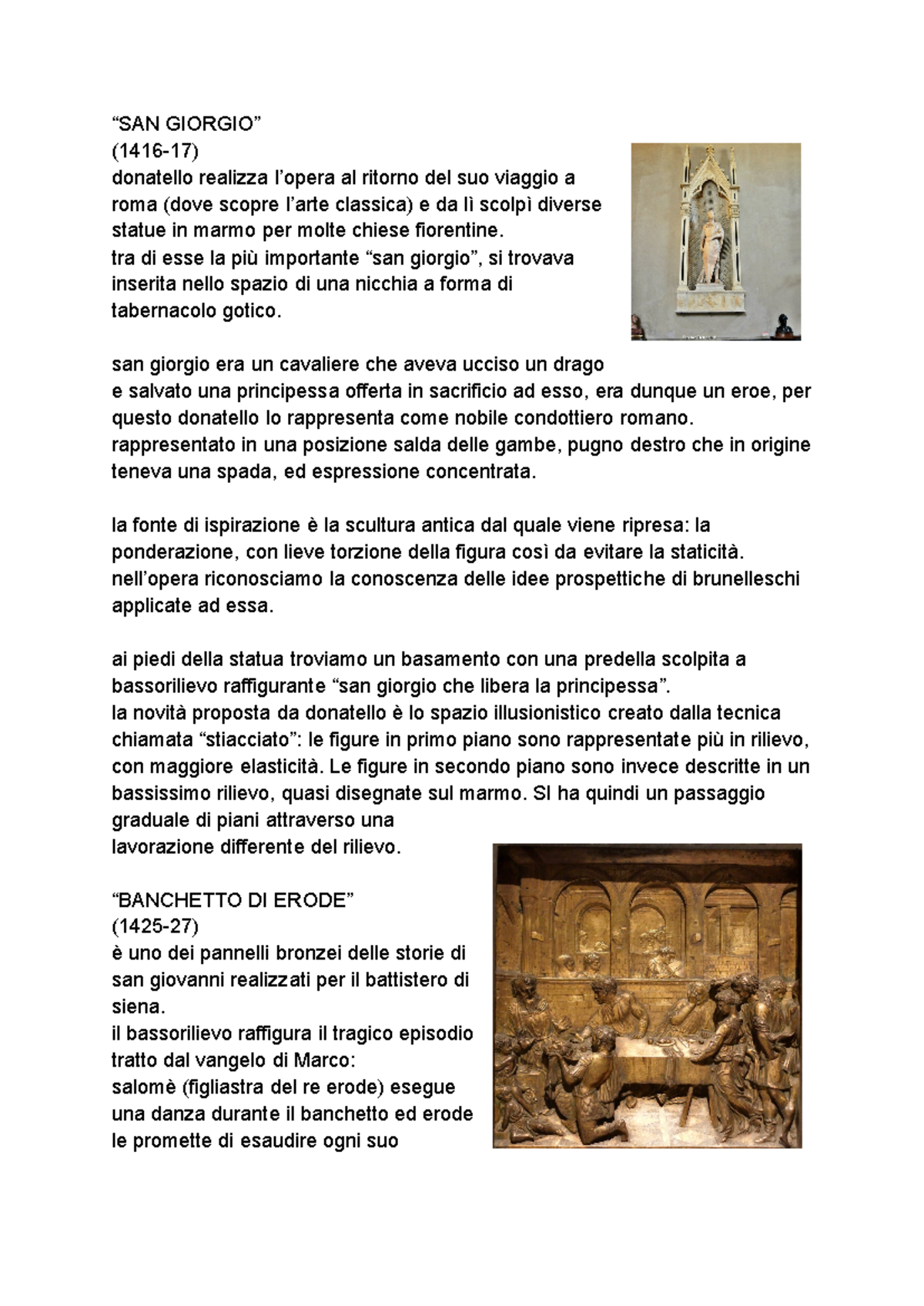 Opere di donatello - san giorgio, banchetto di erode, la cantoria ...