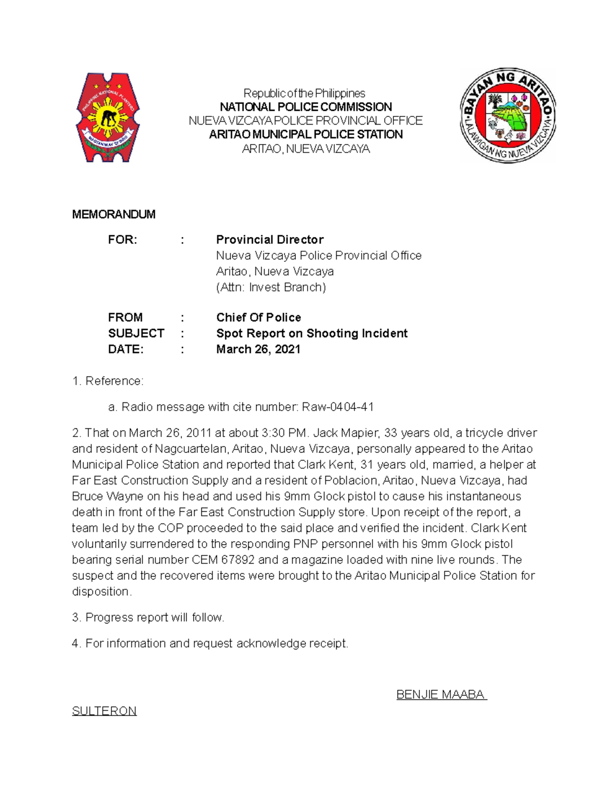 CASE Folder - Guide - Republic of the Philippines NATIONAL POLICE ...