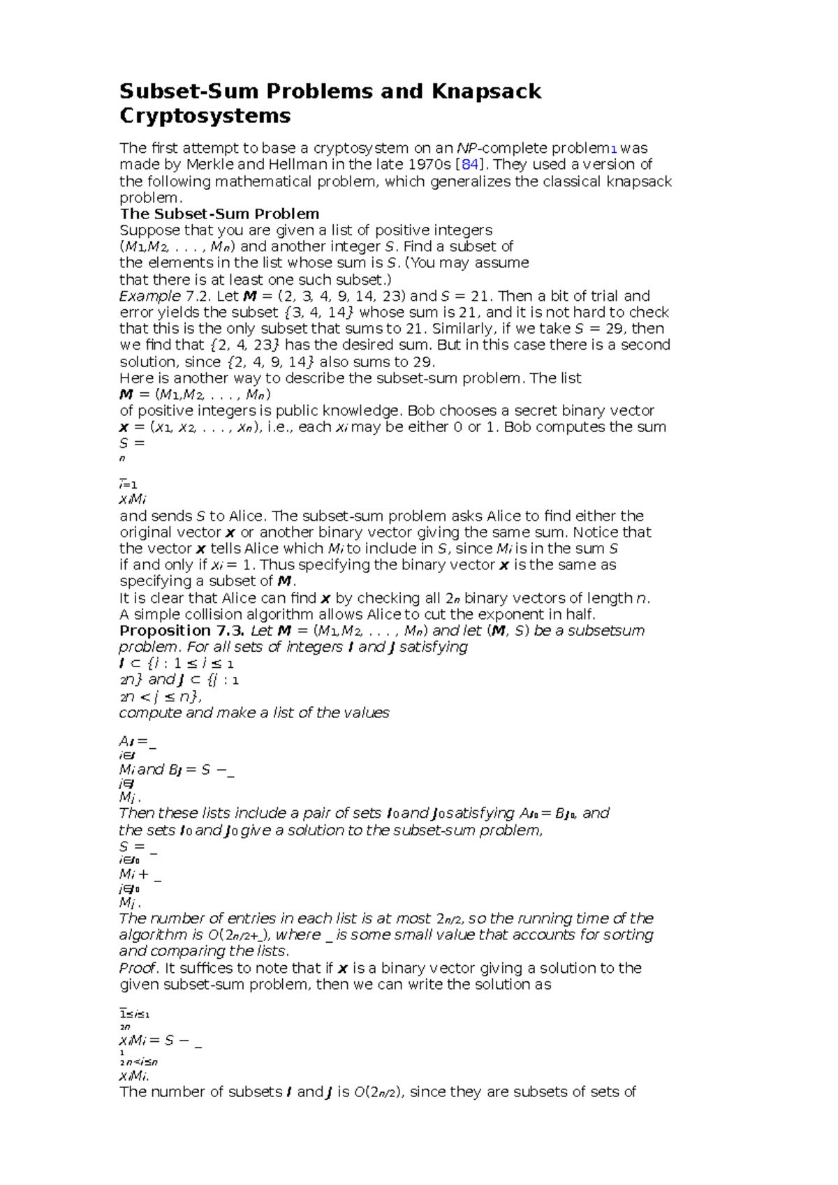 Subset-Sum Problems and Knapsack - Subset-Sum Problems and Knapsack ...