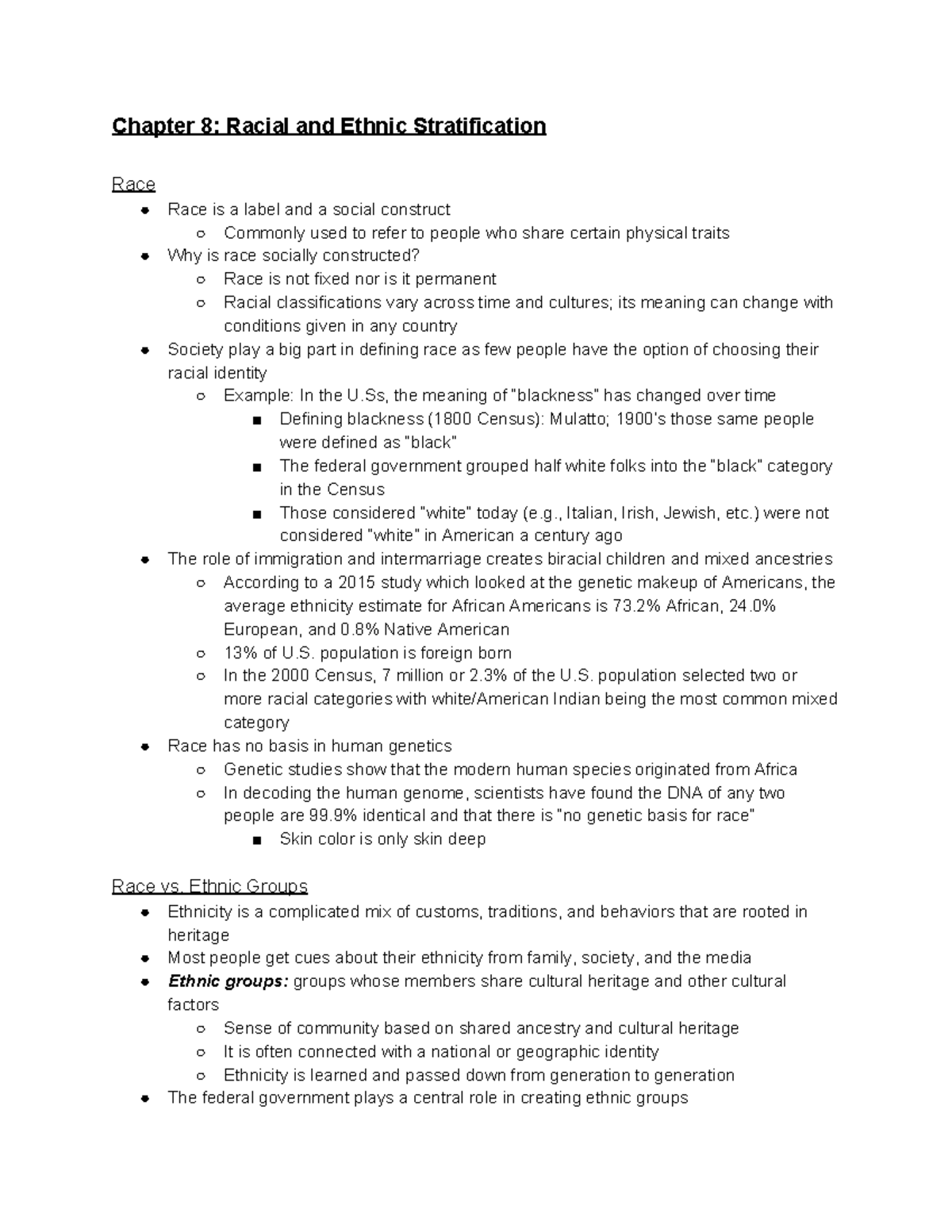 Chapter 8: Racial and Ethnic Stratification - Chapter 8: Racial and ...