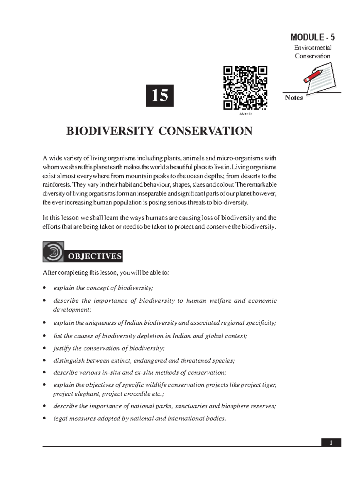 Biodiversity - NOTES - Biodiversity Conservation Notes MODULE - 5 ...