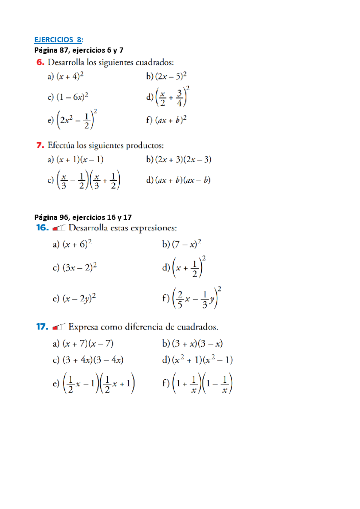 Ejercicios 8 y 9 - Ya jsjsmsmzkz - Matemáticas II - EJERCICIOS 8: Página 87, ejercicios 6 y 7 ...