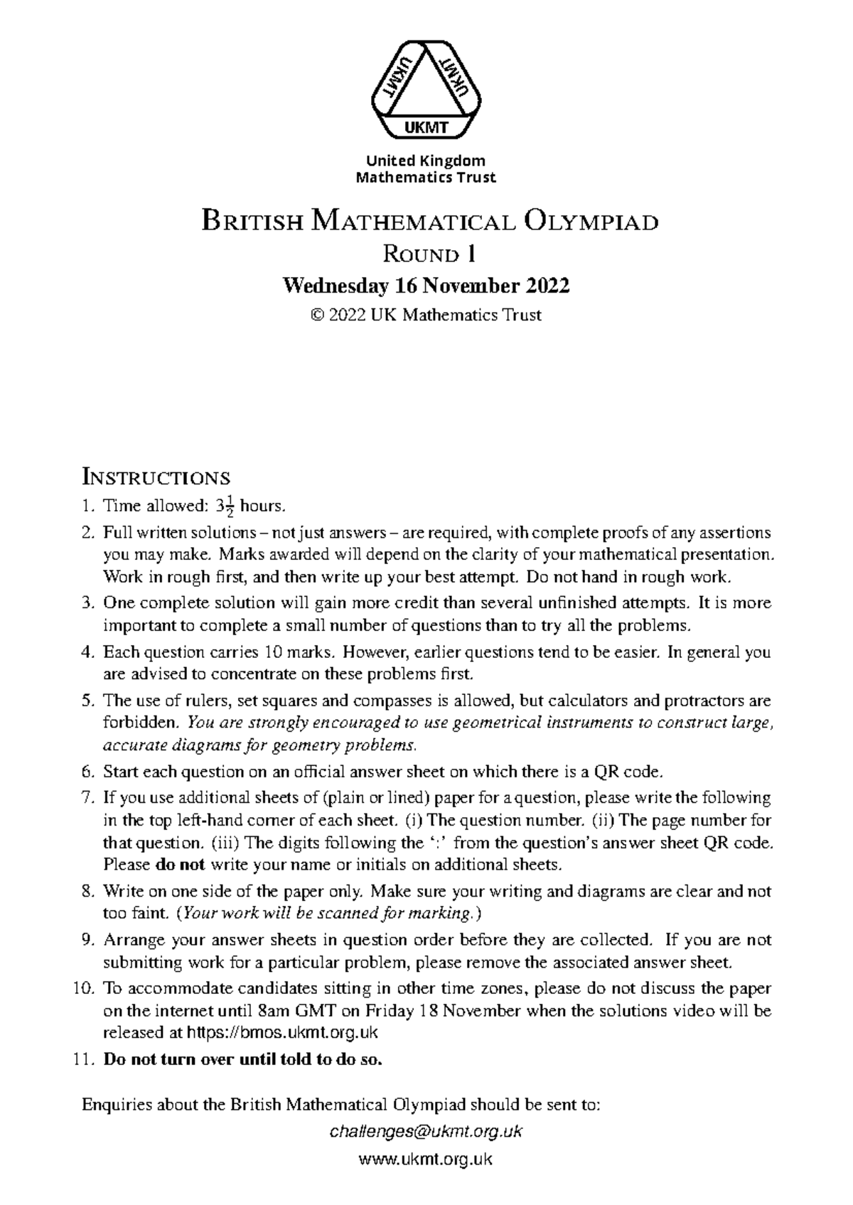 Bmo1-2023 - ............ - UKMT UKMT UKMT United Kingdom Mathematics ...