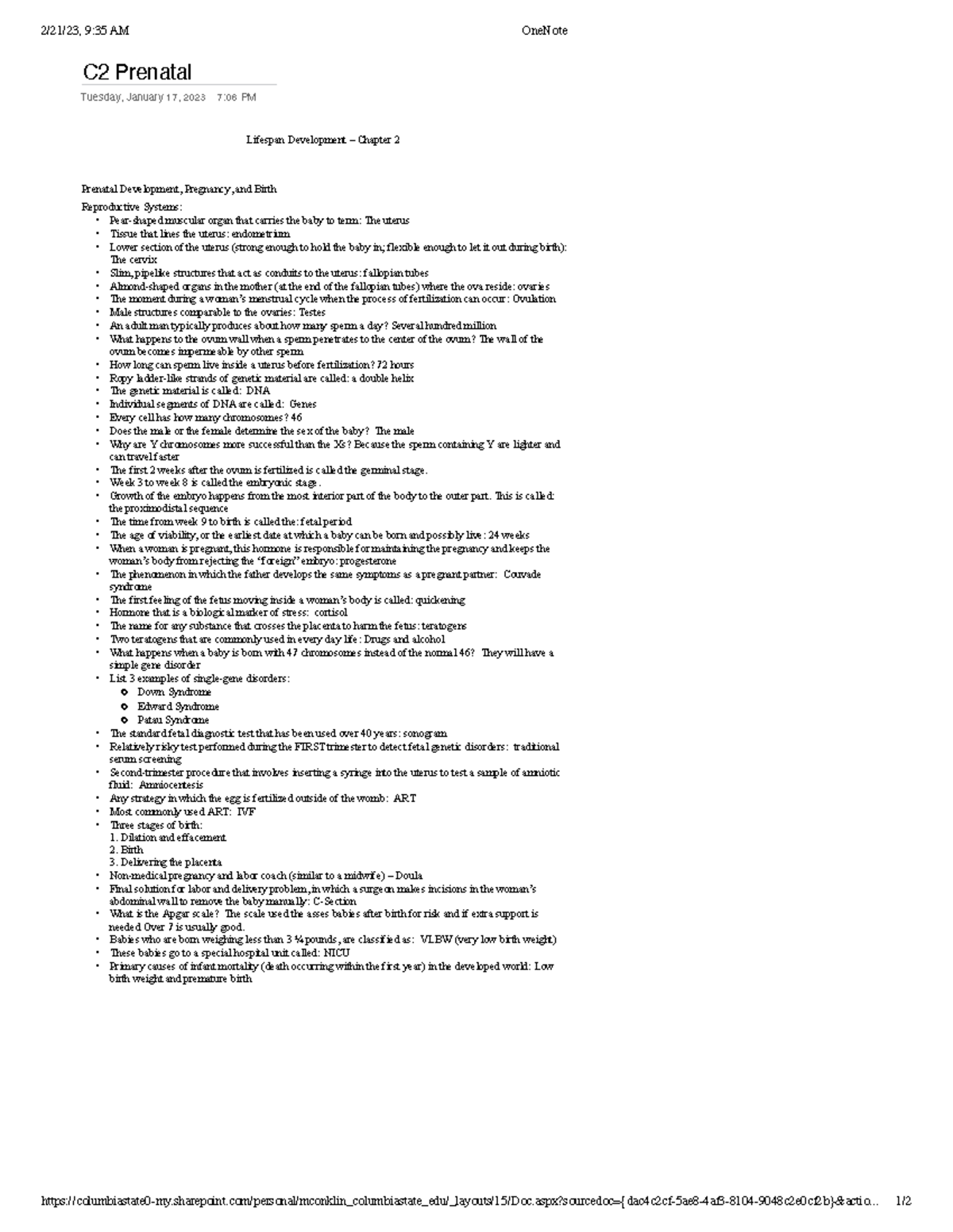 C2 Notes 2 21 23 9 35 Am Onenote Studocu