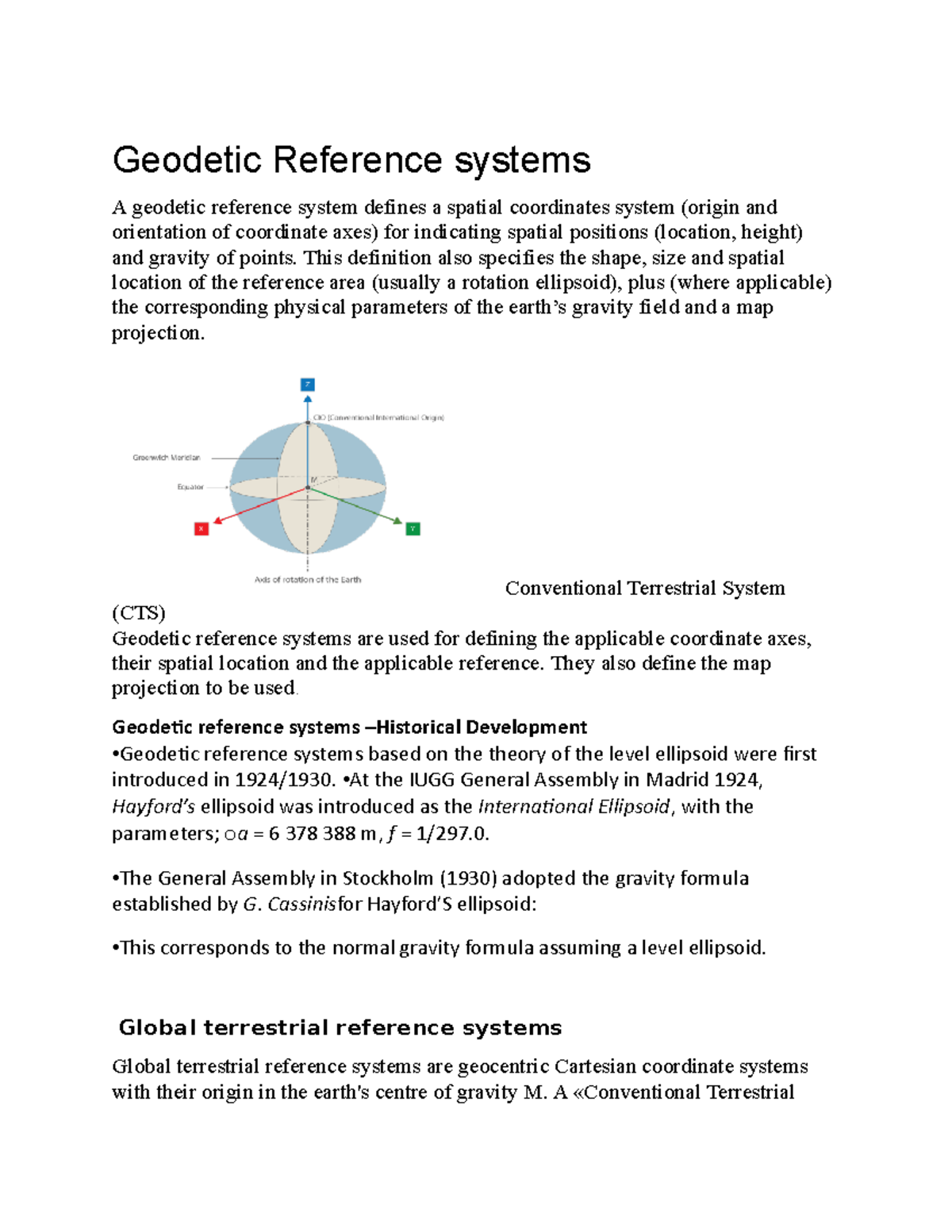 Geodetic Reference systems - This definition also specifies the shape ...