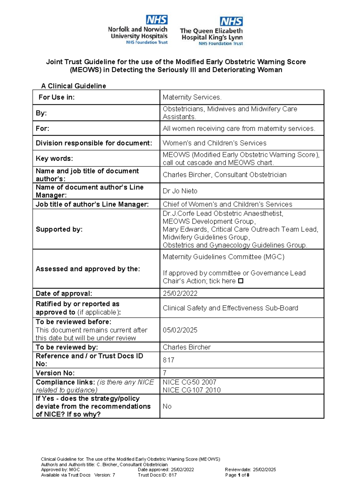 Modified-Early-Obstetric-Warning-Score- Meows-MID33-AO13-v7 - Joint ...