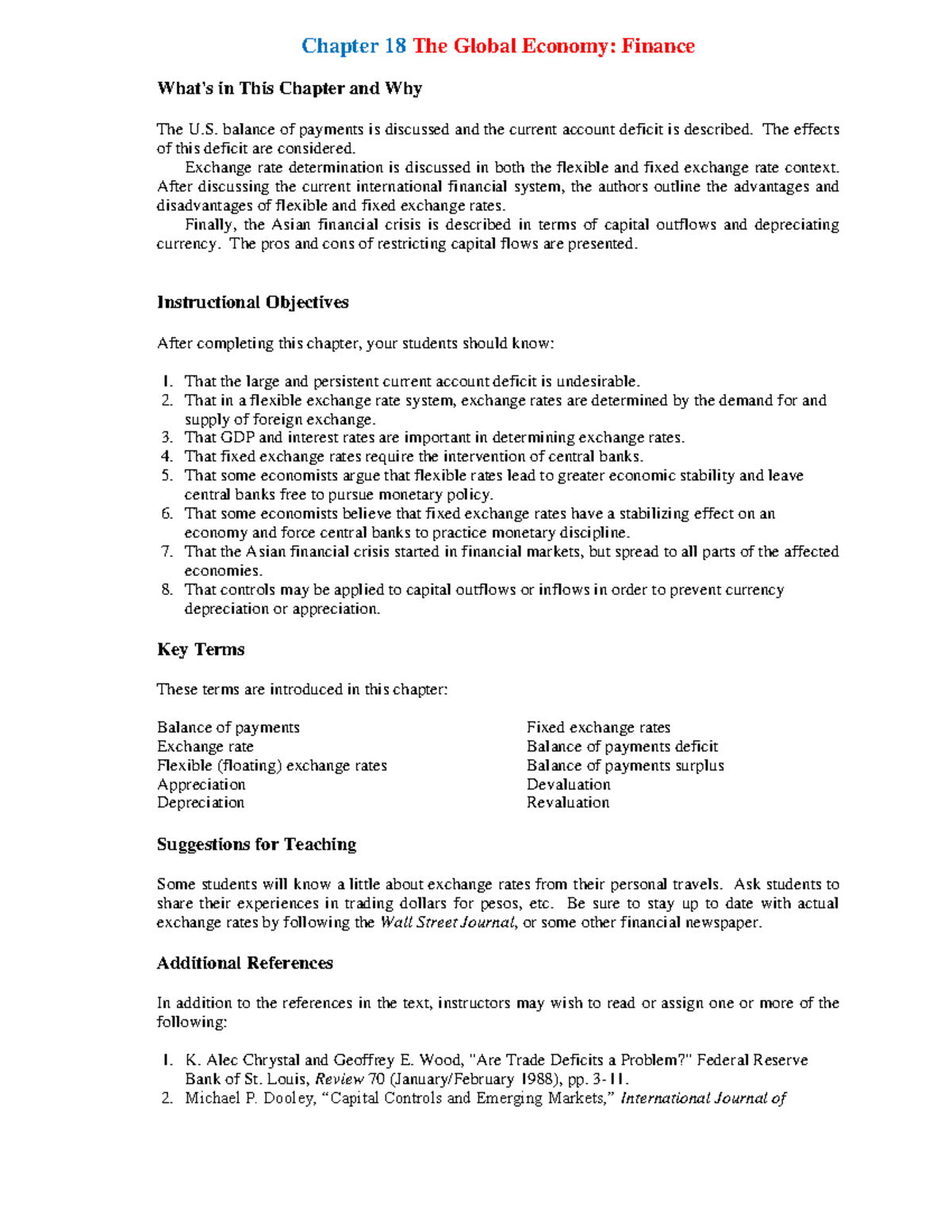 Ch18 The Global Economy Finance - Chapter 18 The Global Economy ...