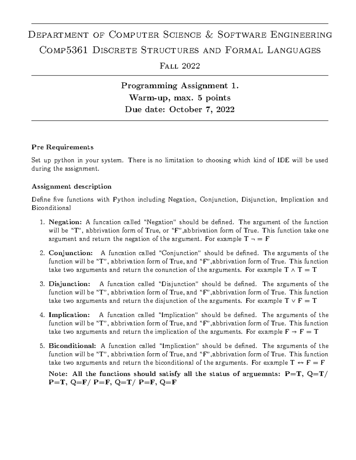COMP5361. Programming - Department of Computer Science & Software Engineering Comp5361 Discrete ...