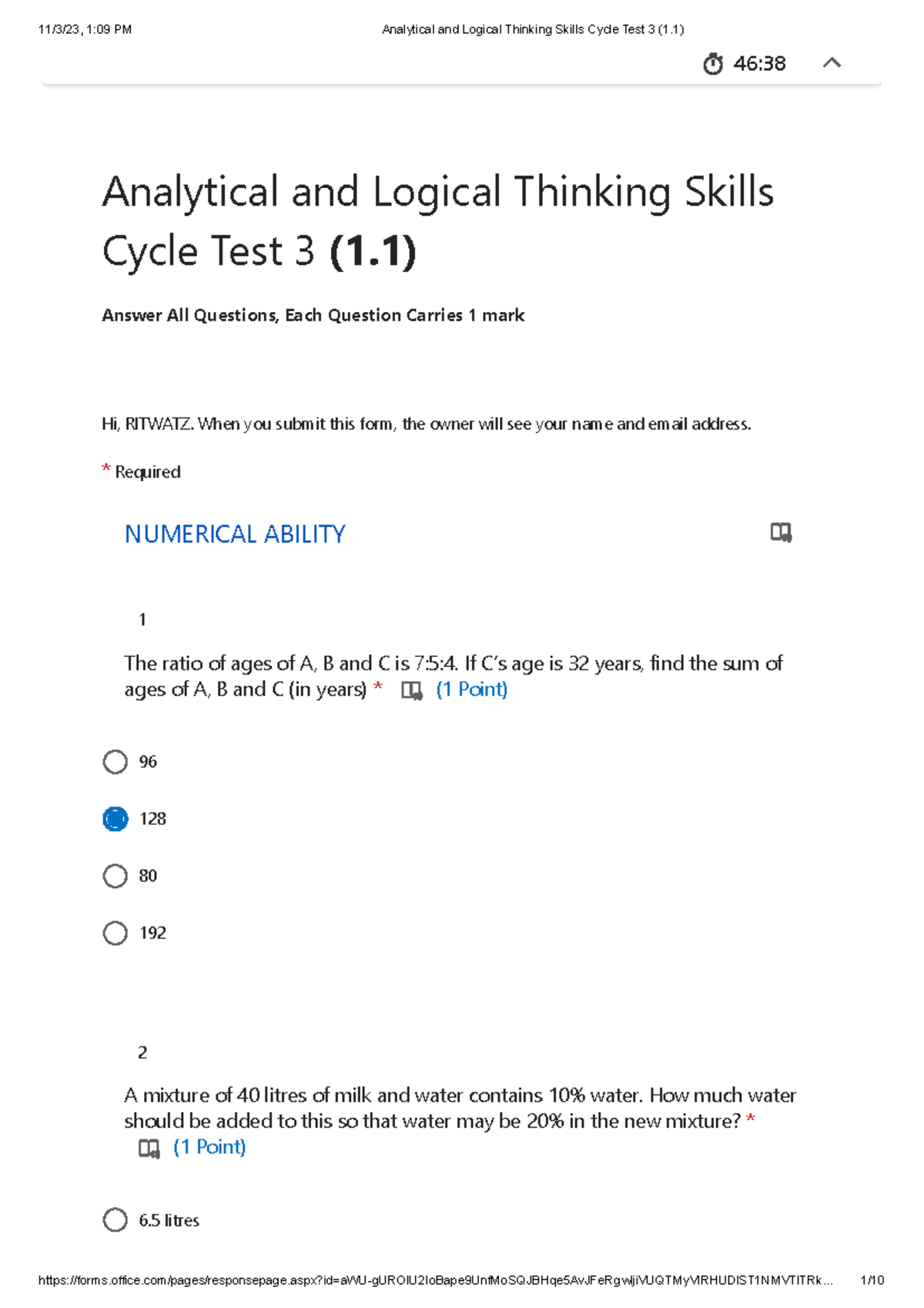 Analytical and Logical Thinking Skills Cycle Test 3 (1 - When you ...