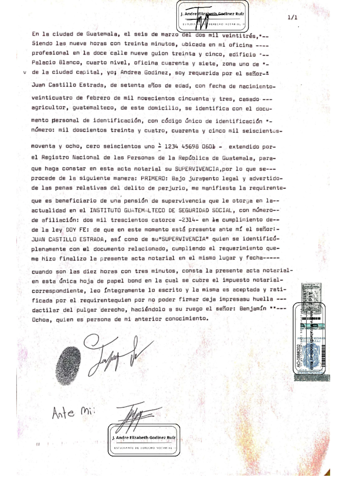 El acta notarial de supervivencia - Derecho Notarial I - Studocu