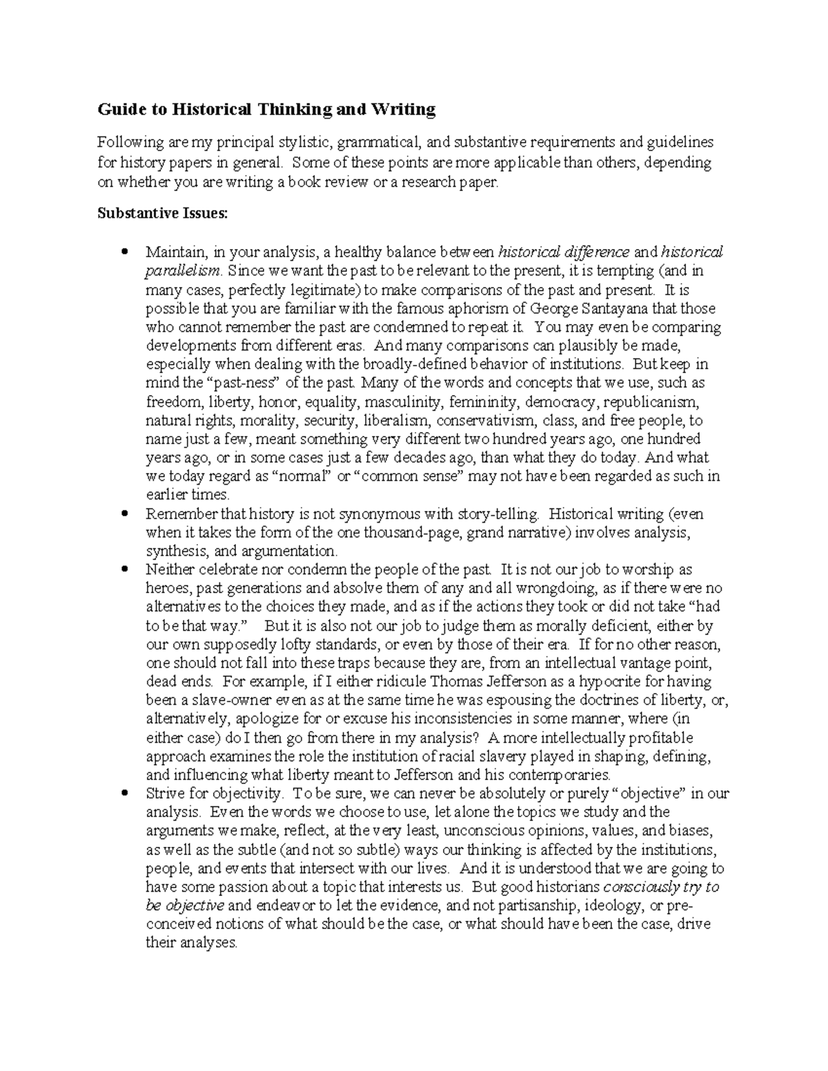 Guide to Historical Thinking and Writing - Guide to Historical Thinking ...