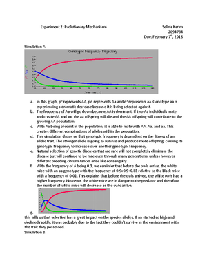 Lab 3 Hardy Weinberg Equilibrium - LAB 3: Evolutionary Mechanisms and ...