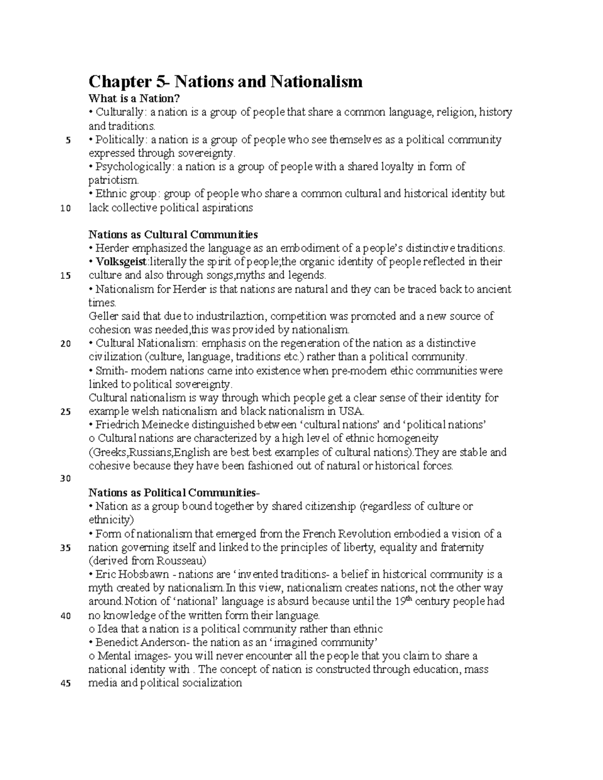 Lecture 5 - Nations and Nationalism - Chapter 5- Nations and ...