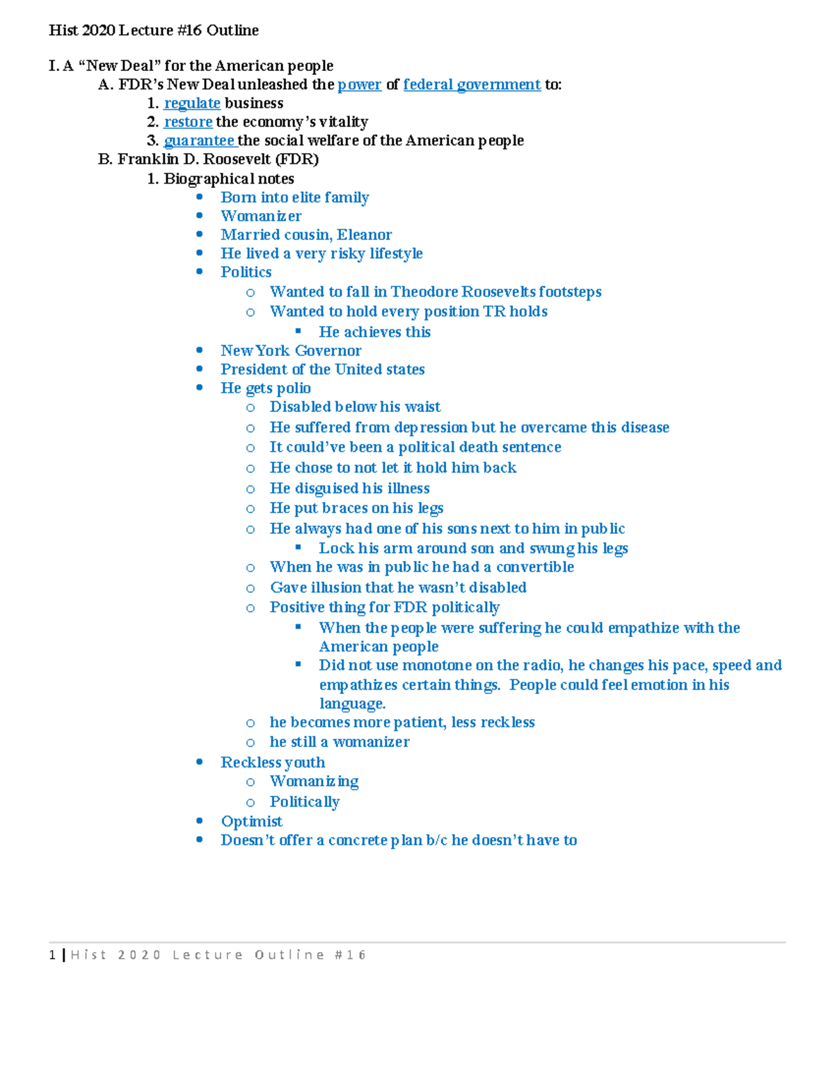 History 2020 lecture outline 16 - Hist 2020 Lecture #16 Outline I. A ...