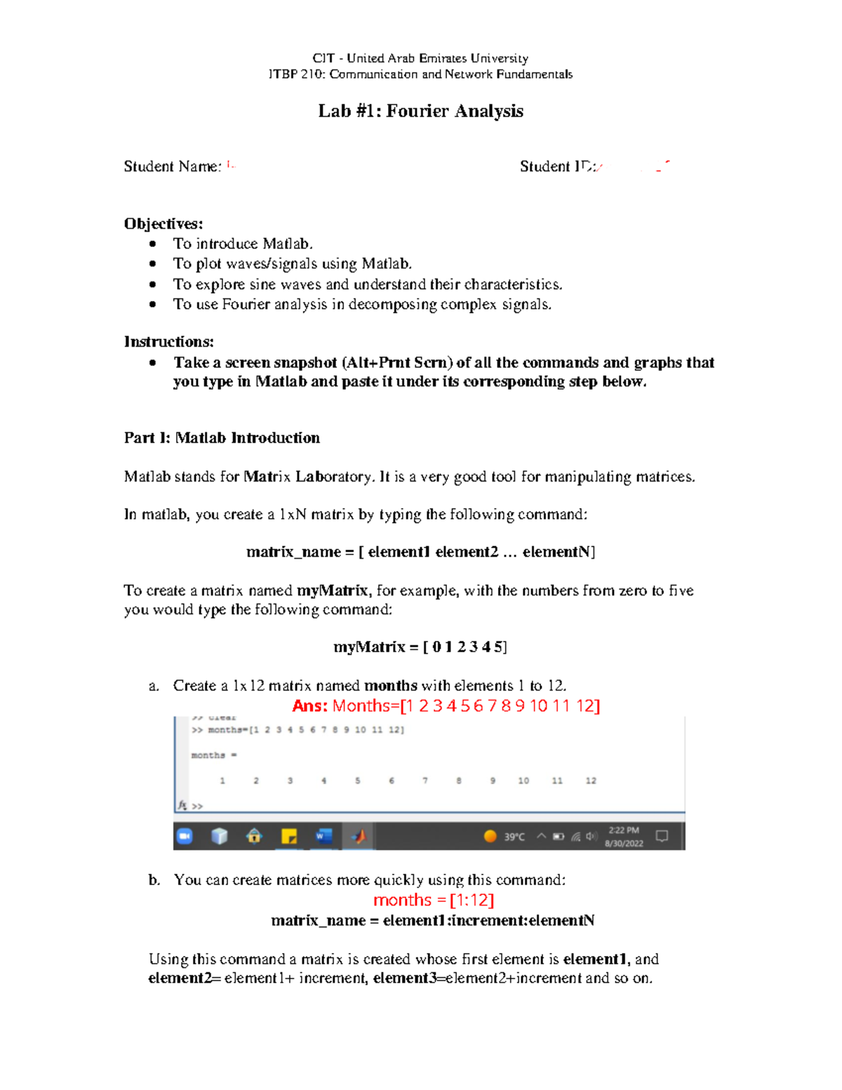 LAB1 - labs and some assignments - ITBP 210: Communication and Network Fundamentals Lab #1 ...