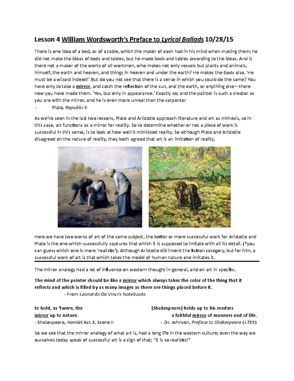 Lessons 4, 5 Expressive Theory, The Romantics - Lesson 4 William ...