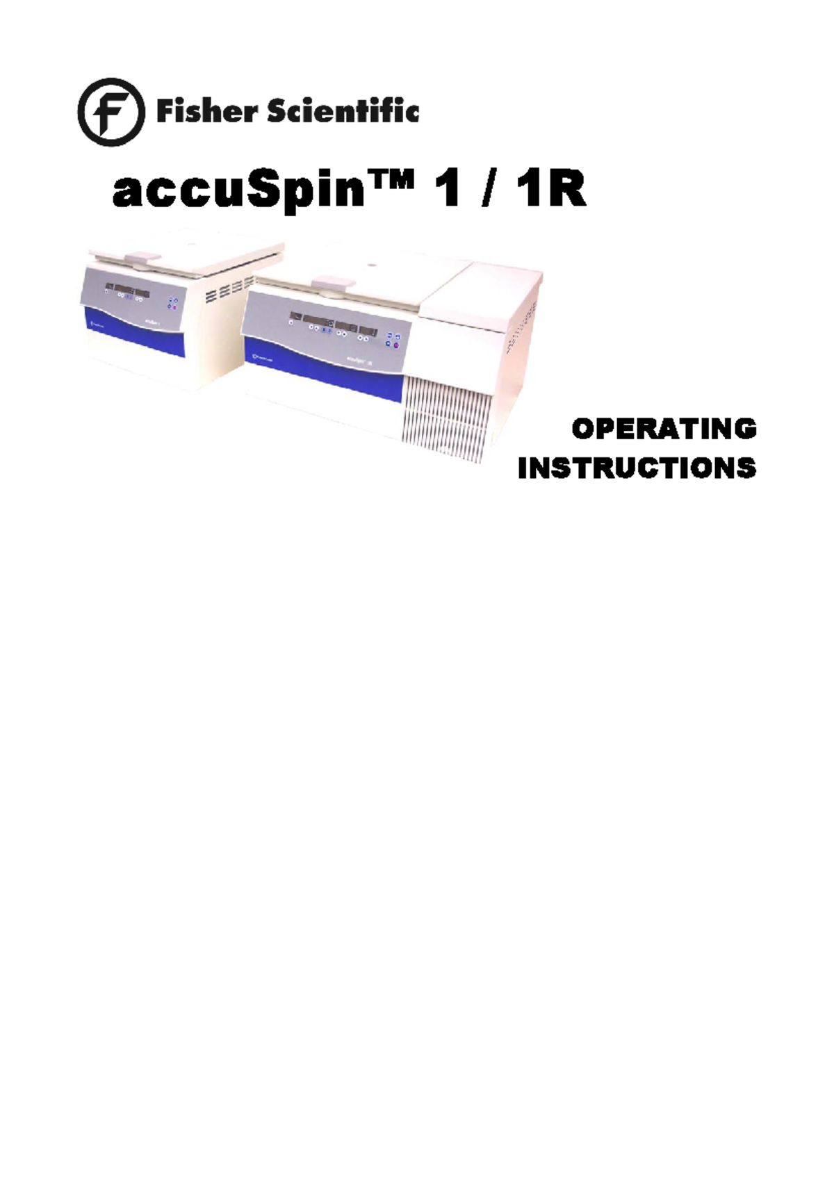 Fisher Scientific 3450 Accuspin 1R Centrifuge Rotor Instruction Manual ...