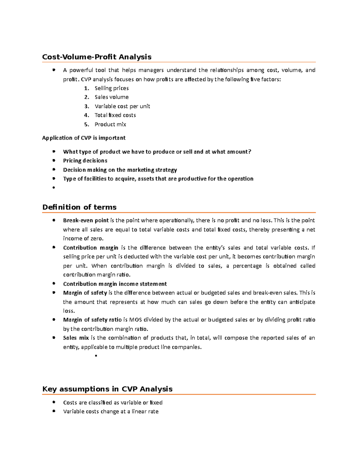 Cost-Volume Profit Analysis - Cost-Volume-Profit Analysis A powerful ...
