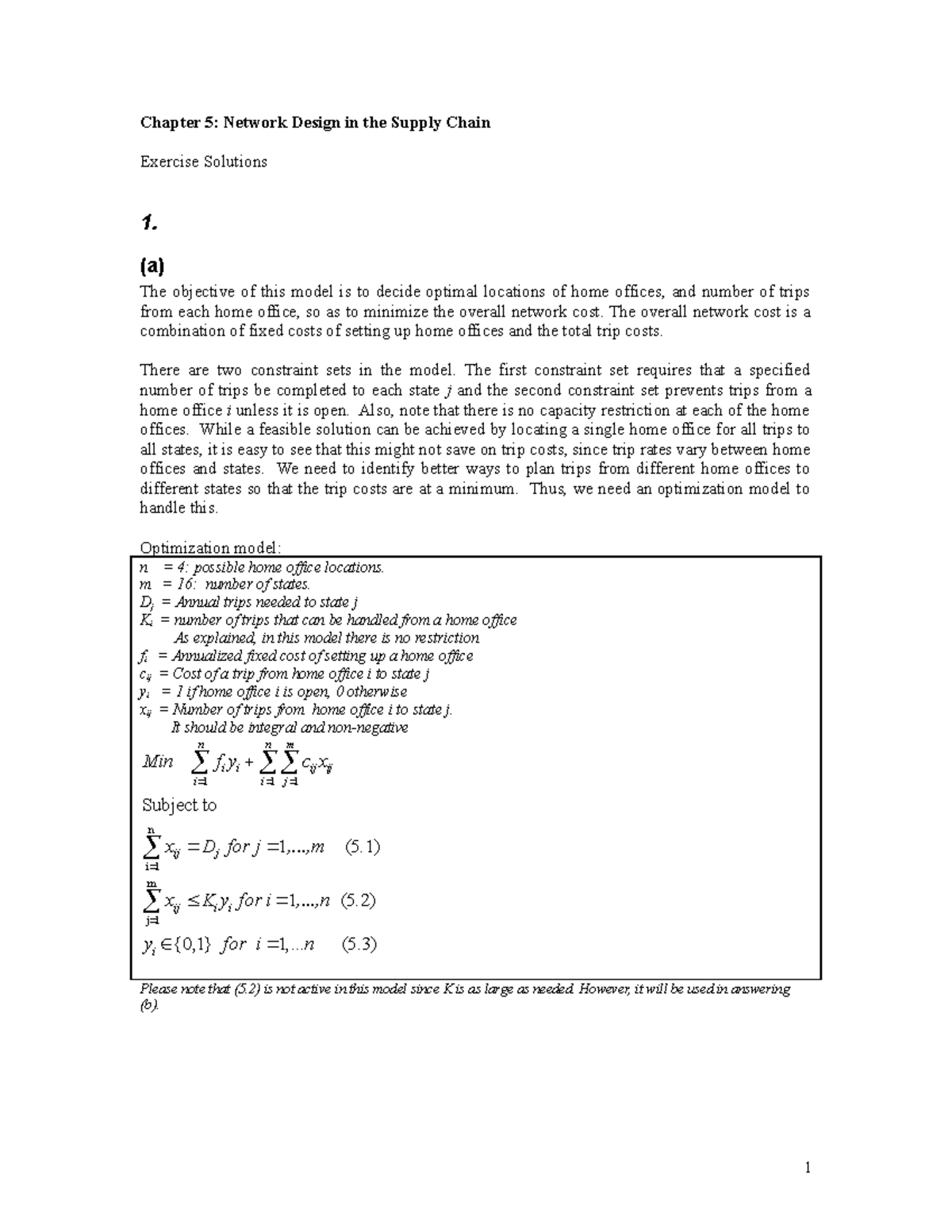 Chapter 5 exercise answers - Chapter 5: Network Design in the Supply ...